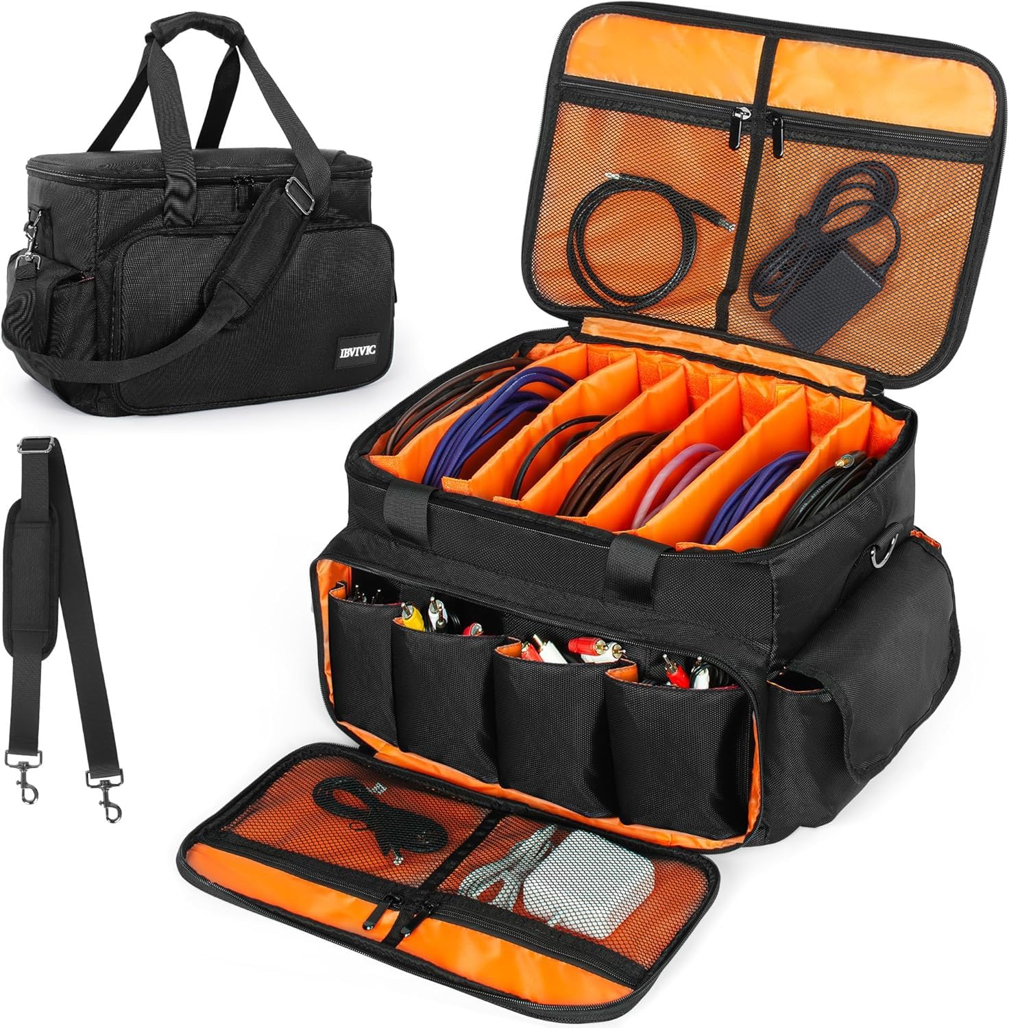 Amazon.com: IBVIVIC Gig Band Cable File Bag With Adjustable Dividers Dj ...