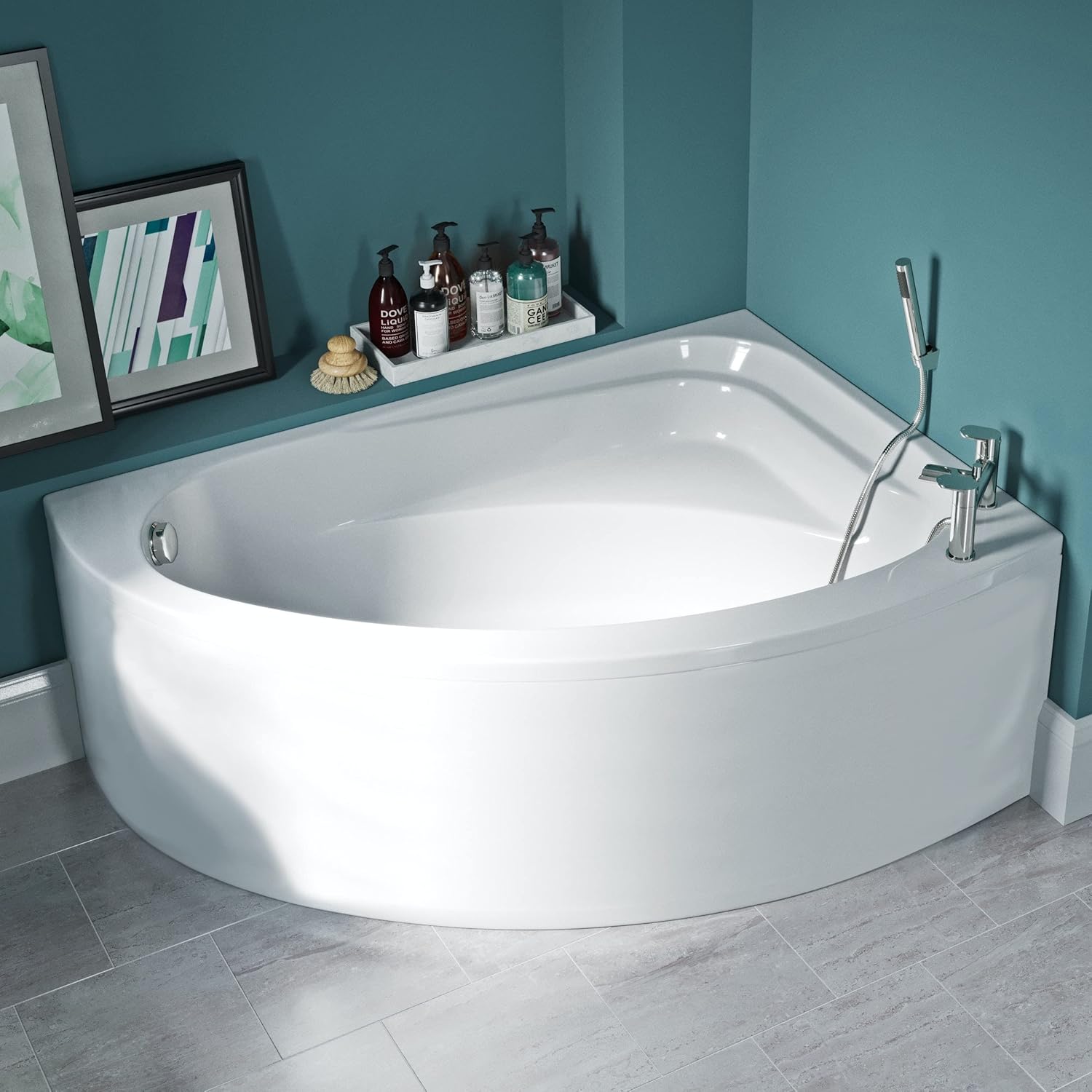 Orchard Elsdon Right Handed Offset Corner Bath 1500mm : Amazon.co.uk ...