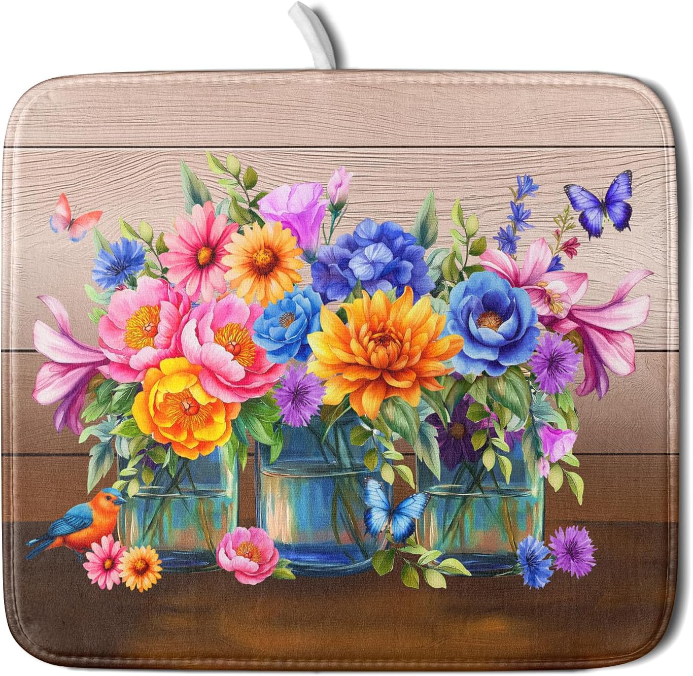 Amazon.com: Colorful Flowers Dish Drying Mat for Kitchen Counter ...