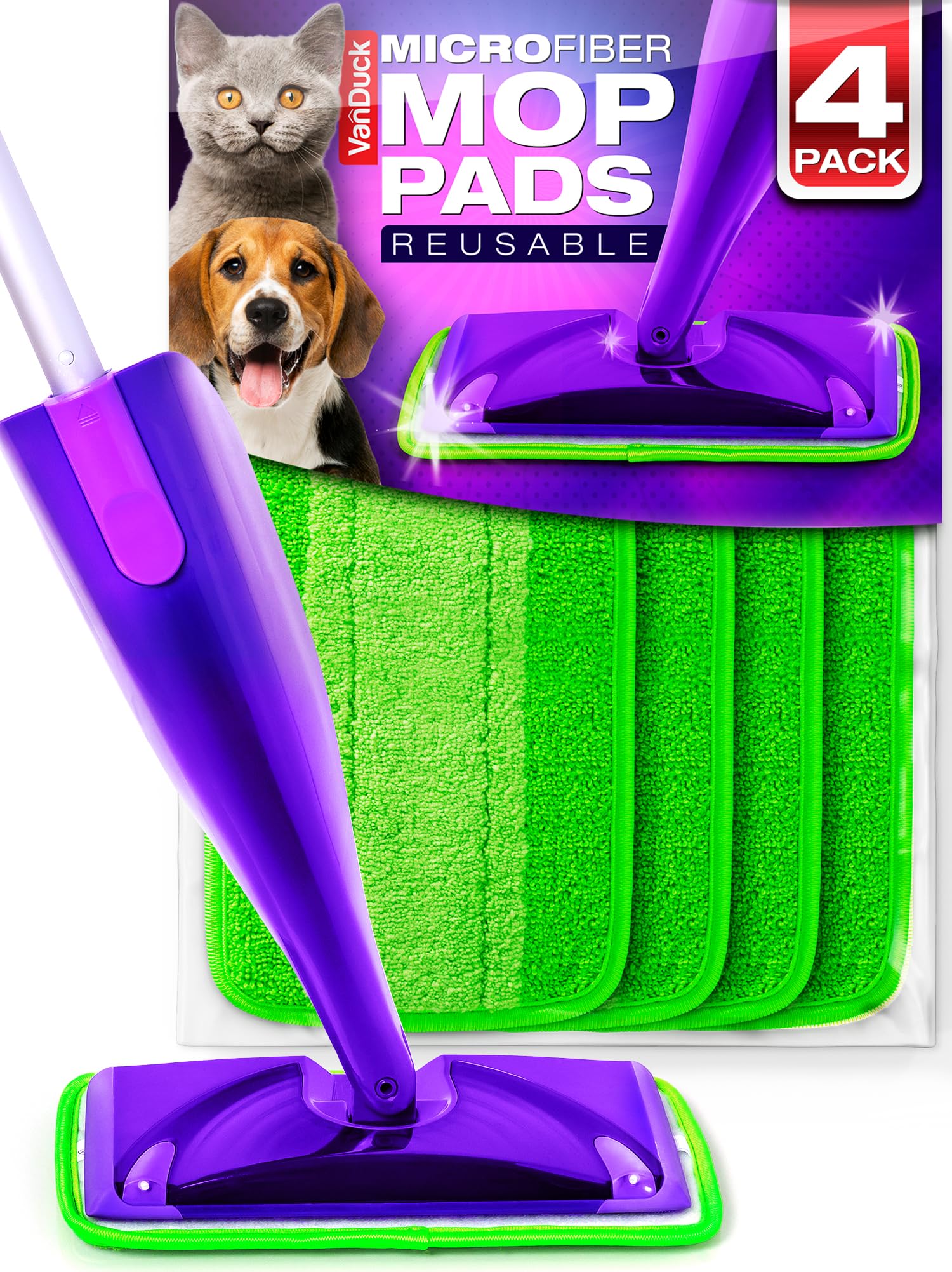 Amazon.com: VanDuck Reusable Mop Pads Compatible with Swiffer WetJet (4 ...