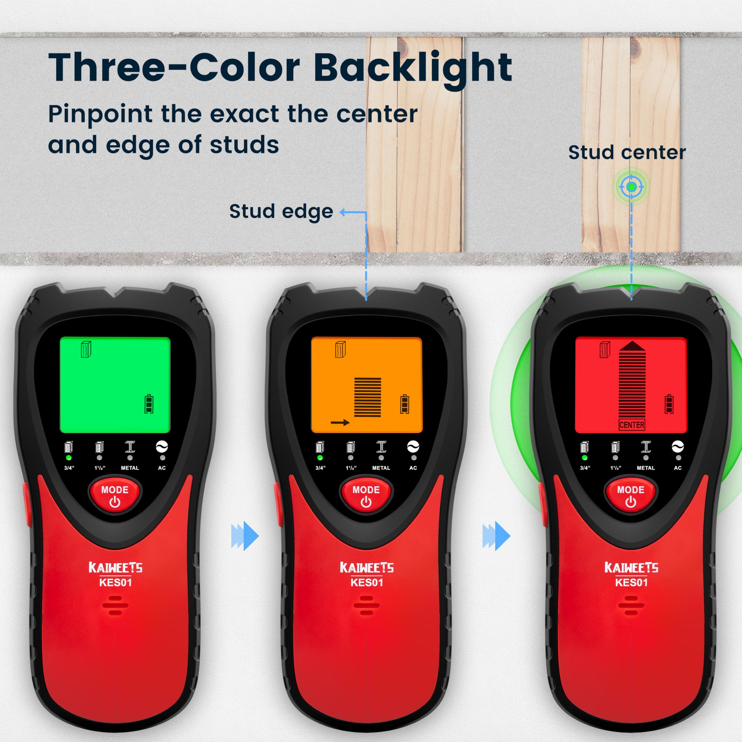 Snapklik.com : KAIWEETS Stud Finder Wall Scanner, 5 In 1 Electronic Stud Detector
