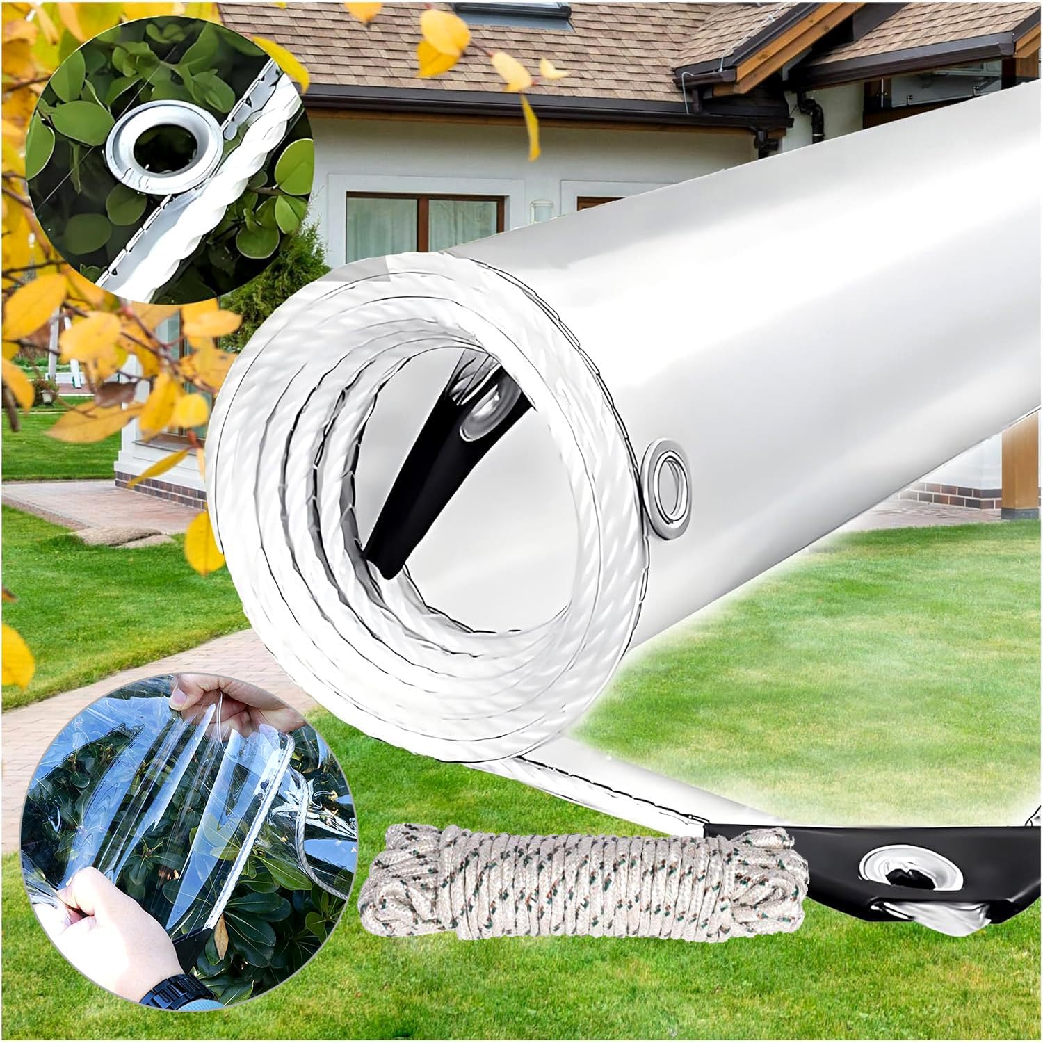 7x9 Ft Clear Vinyl Enclosure Tarp - 12 Mil Heavy Duty Waterproof with ...