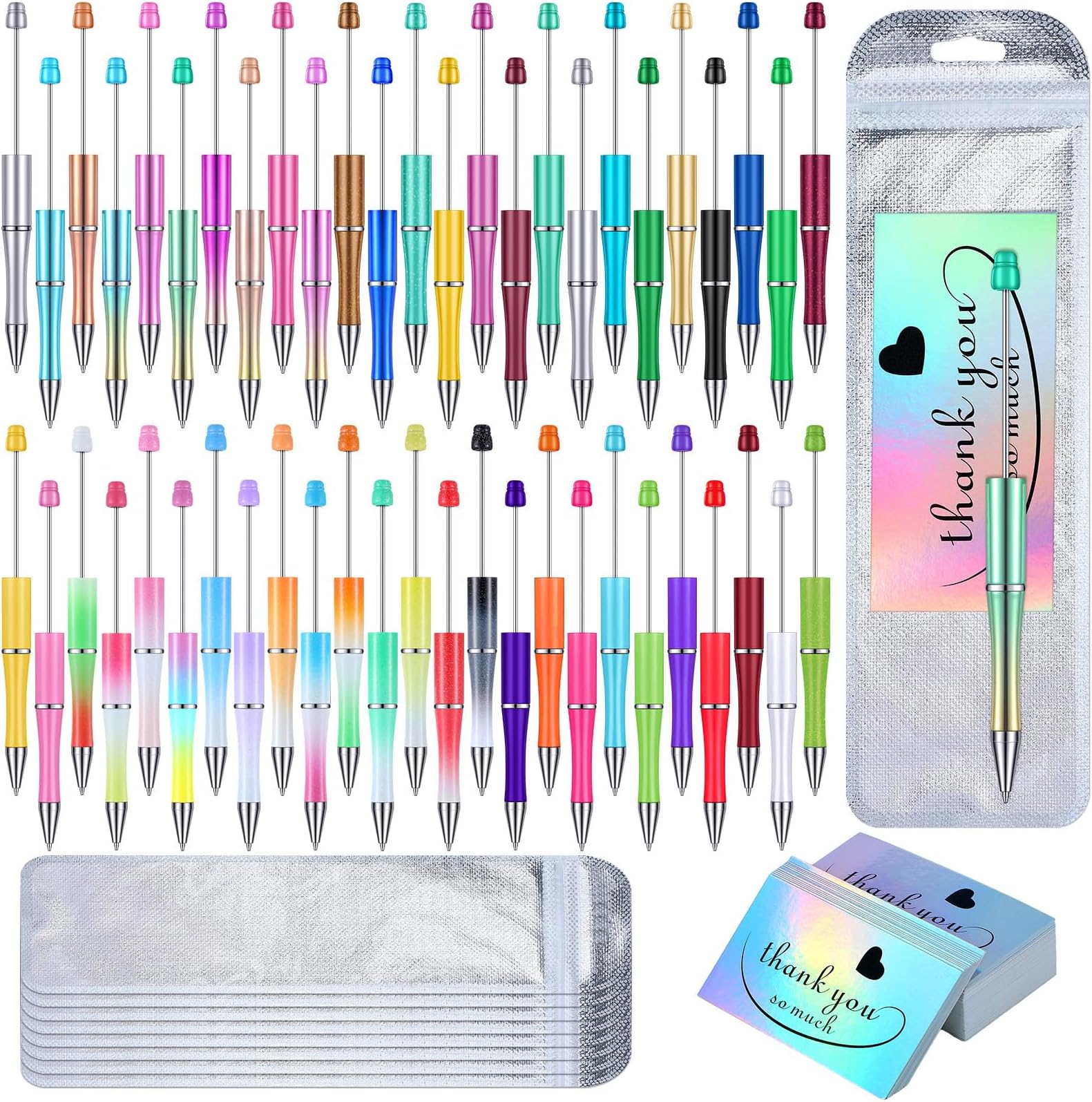 Amazon.com : Yeaqee 150 Pieces Beadable Pens Kit 50 Pieces Colors ...