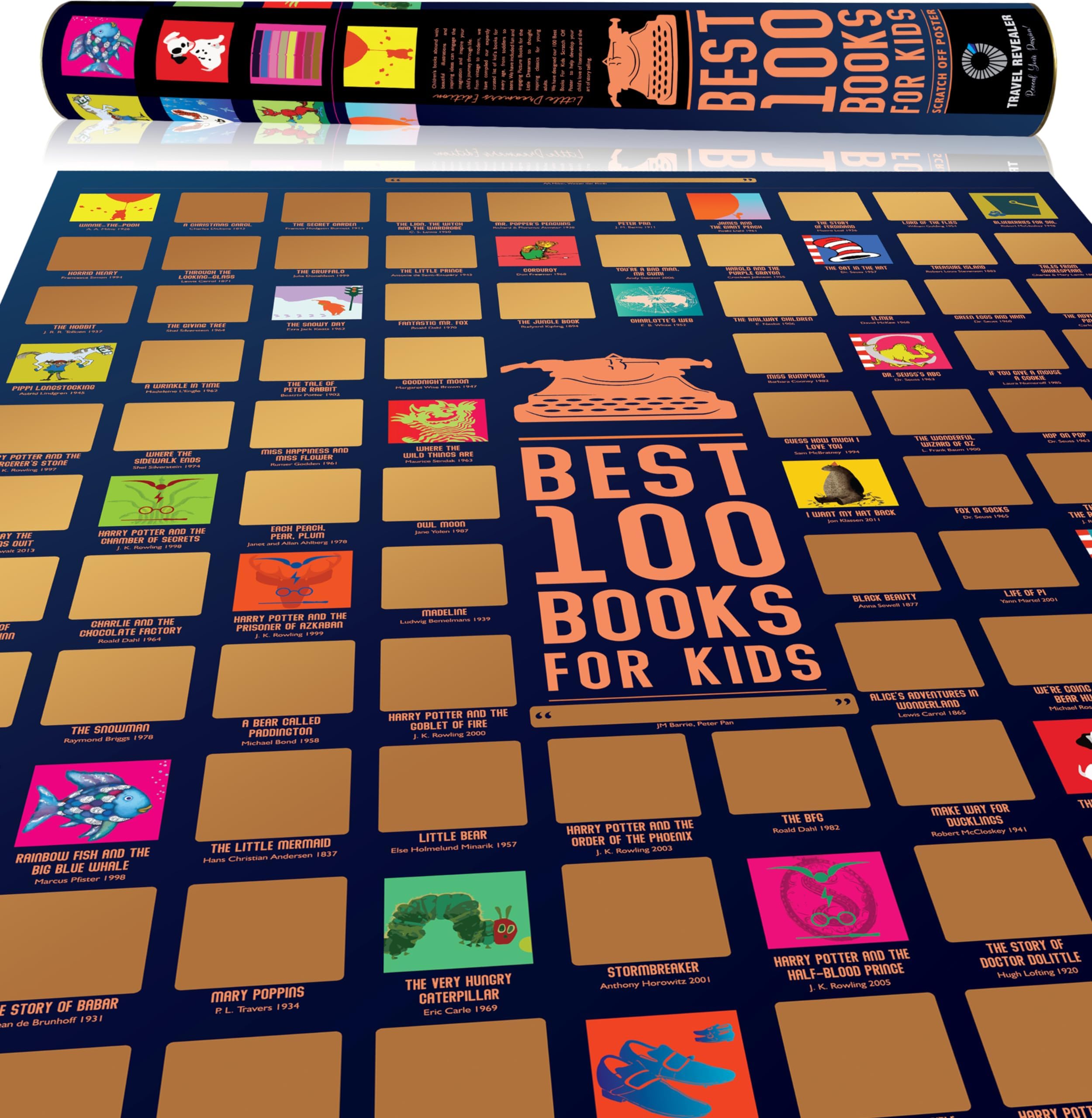 Amazon.com: Divalis 100 Books Scratch off Poster with Scratcher - Easy ...