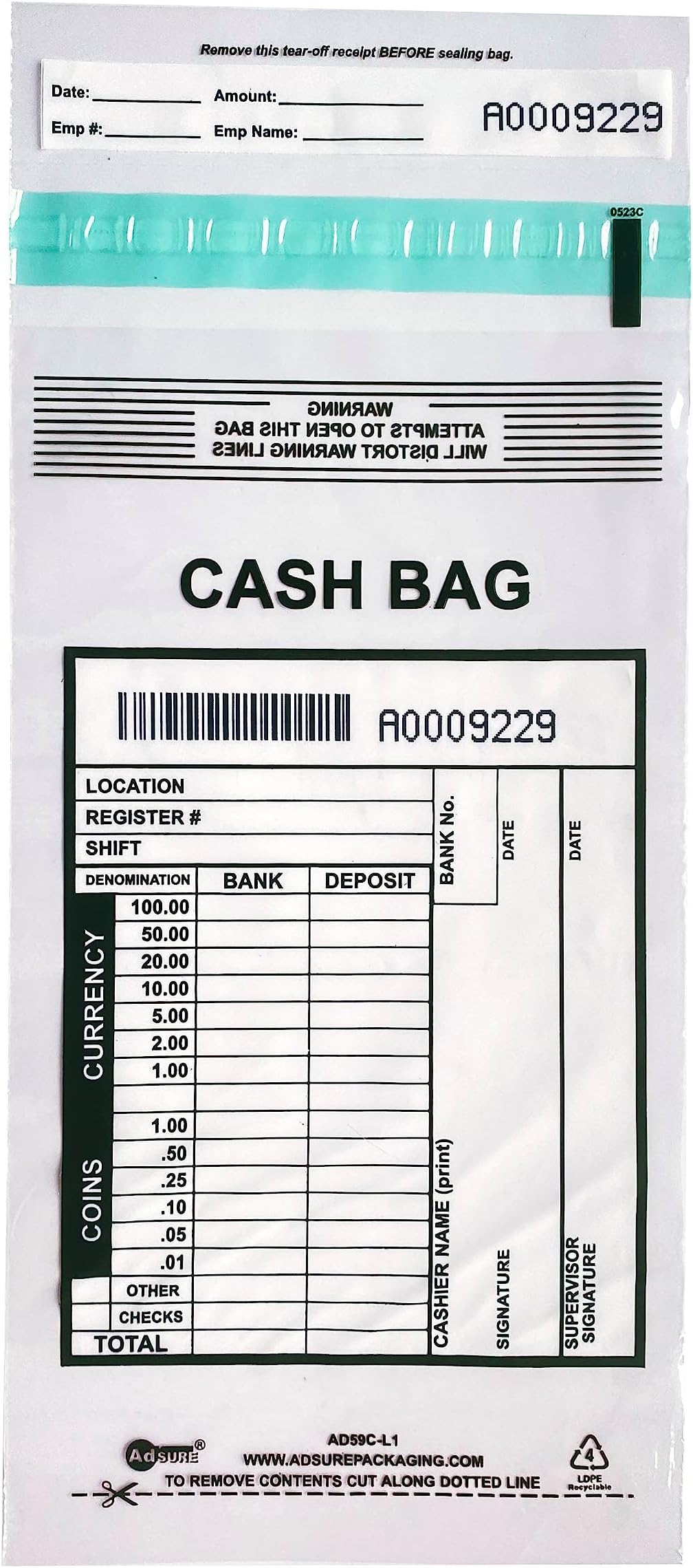 Amazon.com: ControlTek SafeLok 10" x 15", Clear,Vertical Twin Deposit ...