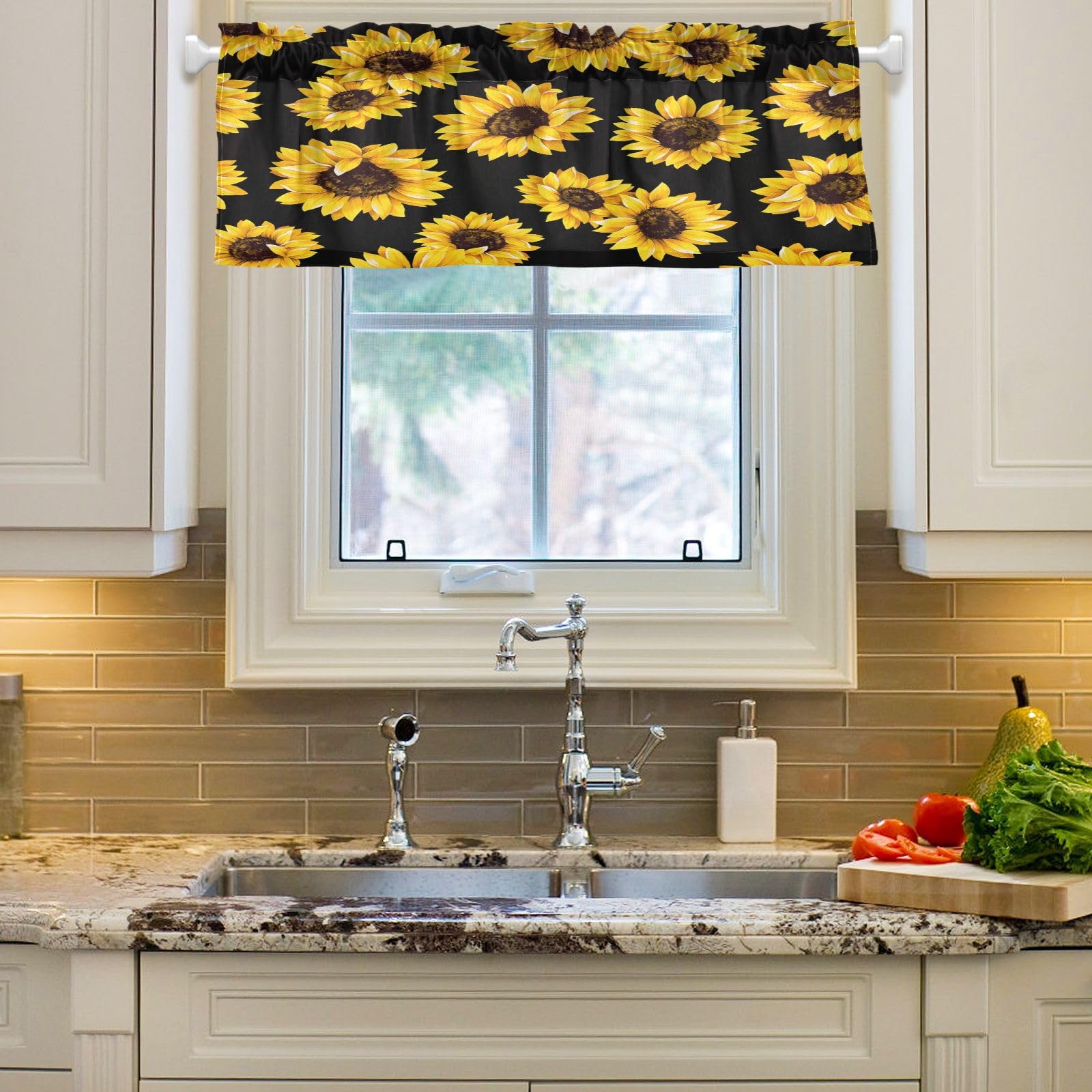Amazon.com: JSTEL Sunflower Valances for Windows,Sunflower Kitchen ...