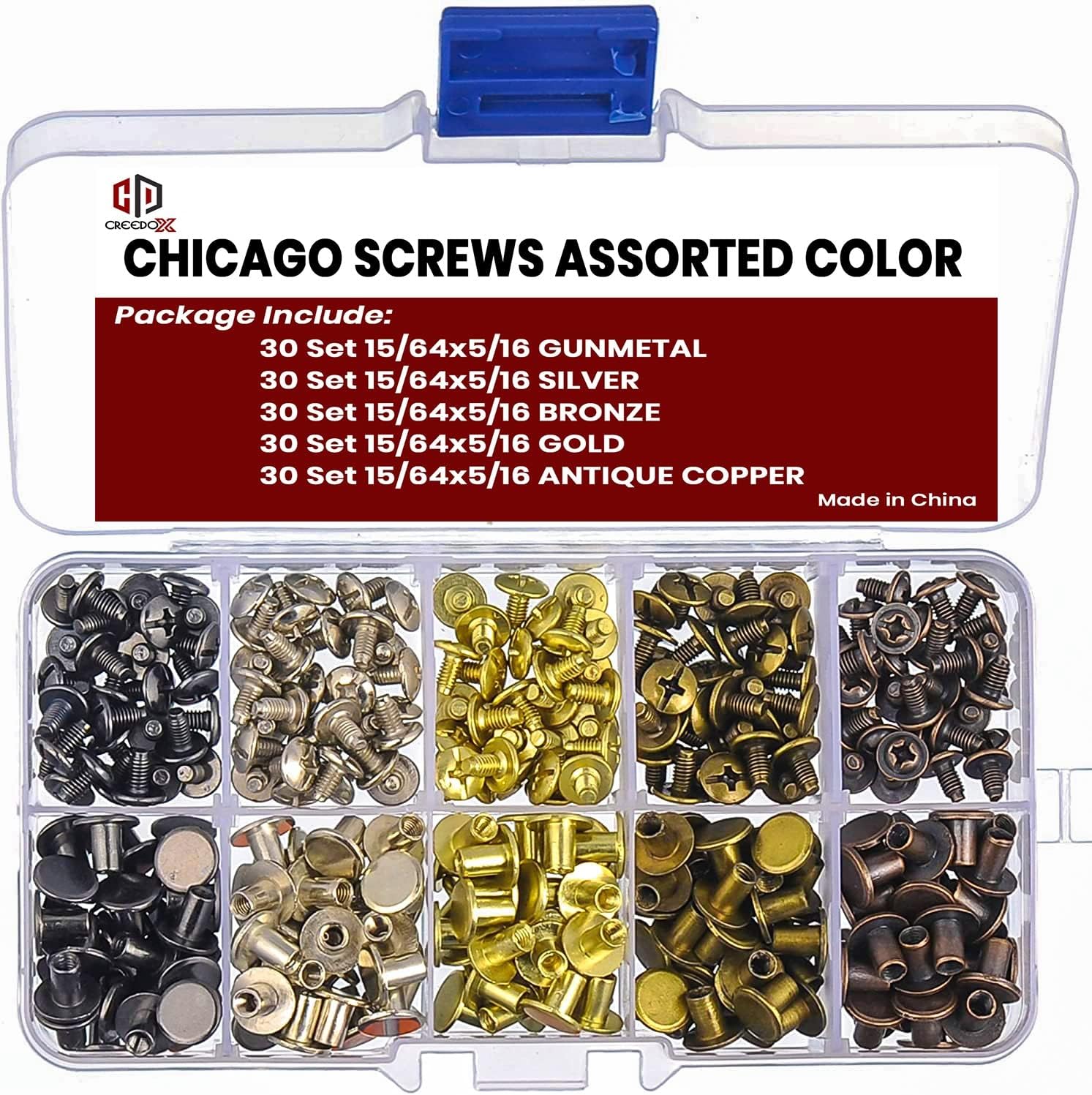Amazon.com: Chicago Screws 150 Sets, 5/16 Inch Zinc Alloy - Flat Head ...