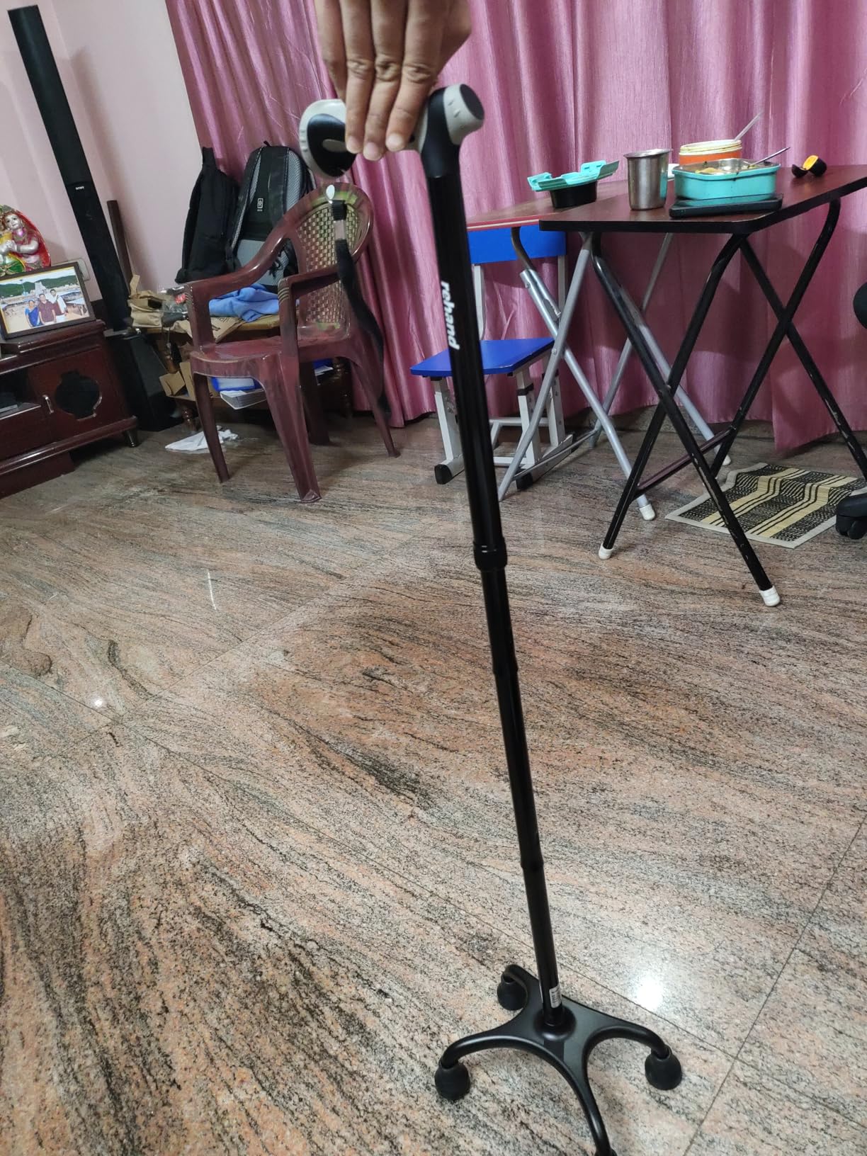 rehand Aluminum Rubber Quad Cane,Foldable Walking Cane for Men & Women ...