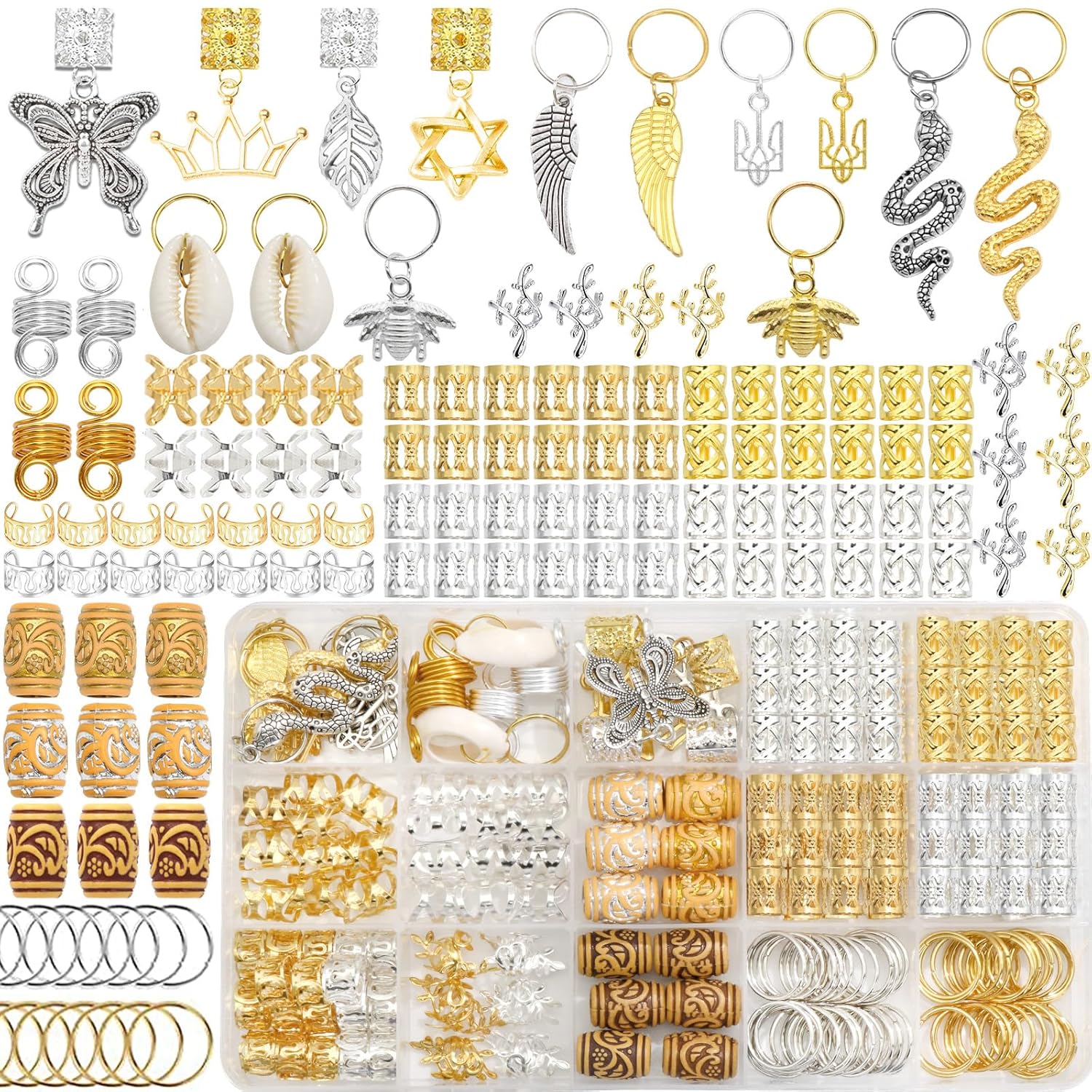 Amazon.com : VENOFEN 232PCS Hair Jewelry for Braids Butterfly Braid ...