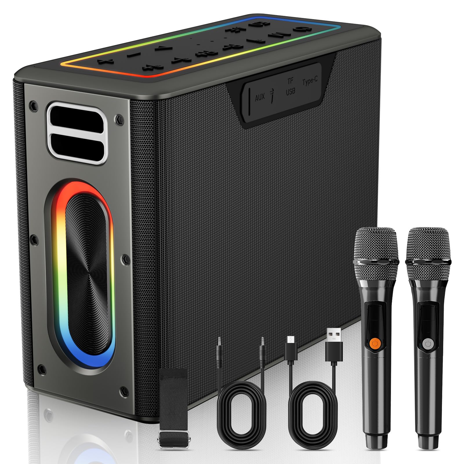 Amazon.com: Karaoke Machine with Two Wireless Microphones, Powerful ...