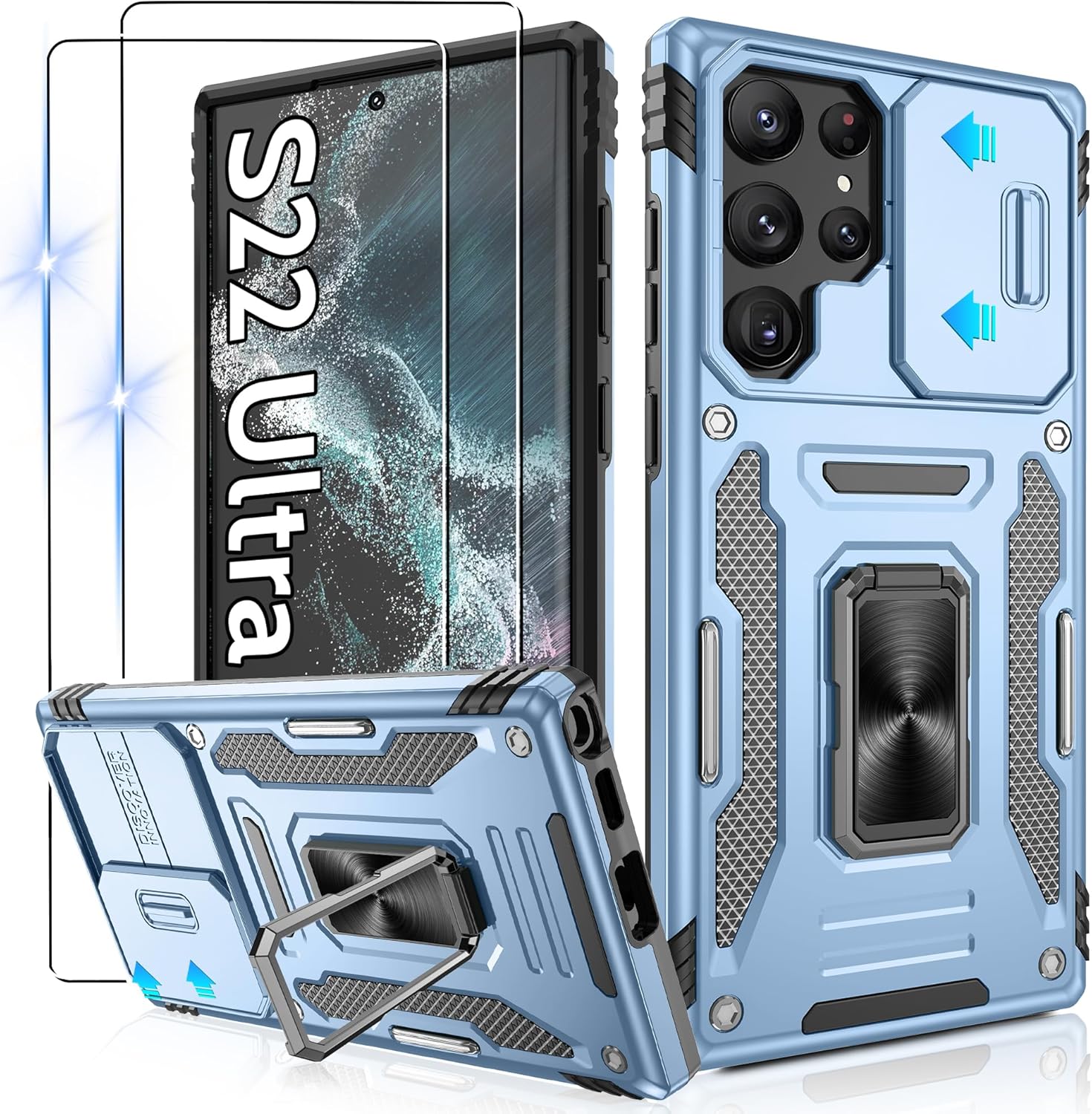 Amazon.com: Gritup for Galaxy-S22-Ultra-Case with Slide Camera Cover + [HD Screen Protector×2 ...