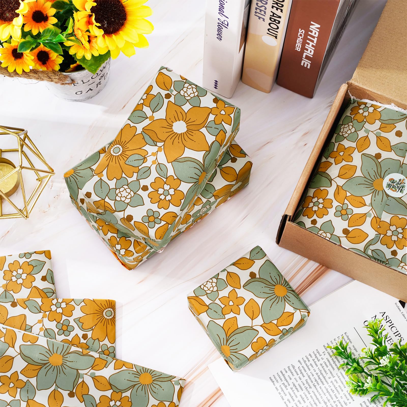 Printed Tissue Paper Aazon.co: Whaline 100 Sheet Vintage Floral Tissue ...