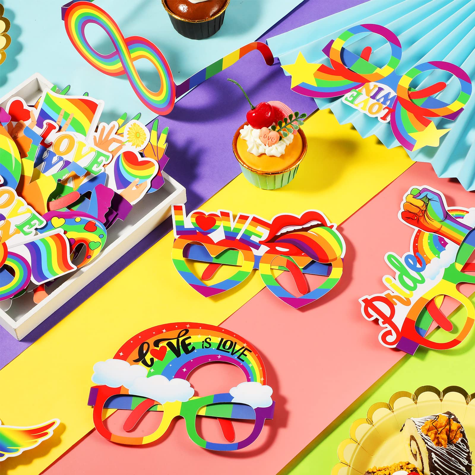 Snapklik.com : 32 Pcs Rainbow Pride Glasses Decoration Gay Pride Party ...