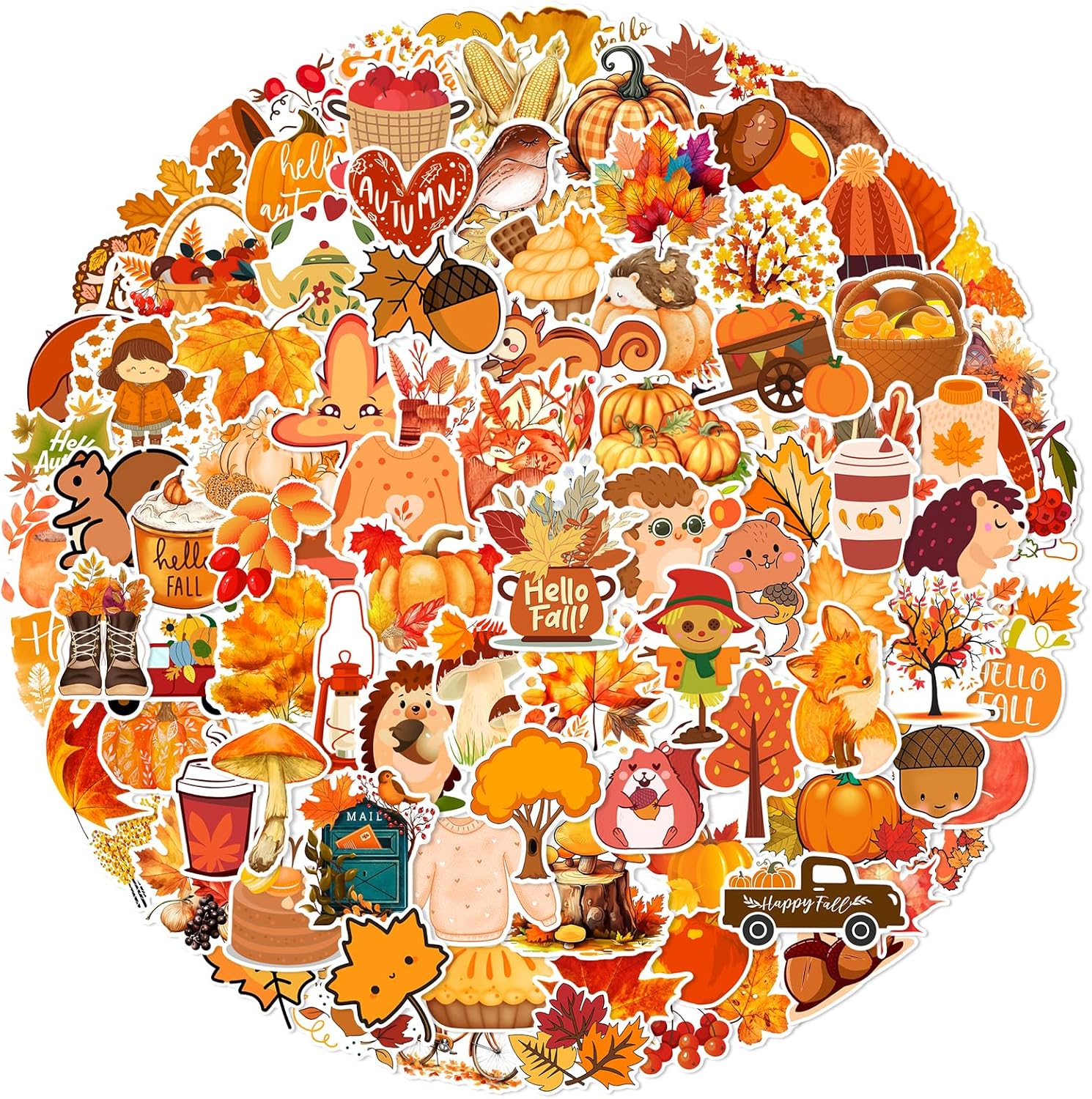 Amazon.com: XZENTIRA 101 PCS Thanksgiving Fall Stickers, Cute Autumn ...
