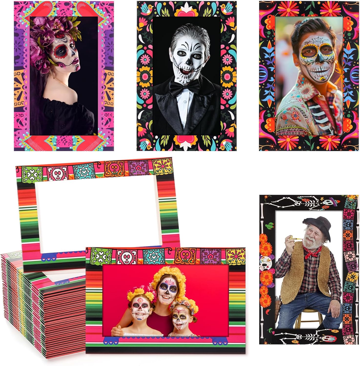 Amazon.com - Yalikop 50 Pack Paper Picture Frames Dia De Los Muertos ...