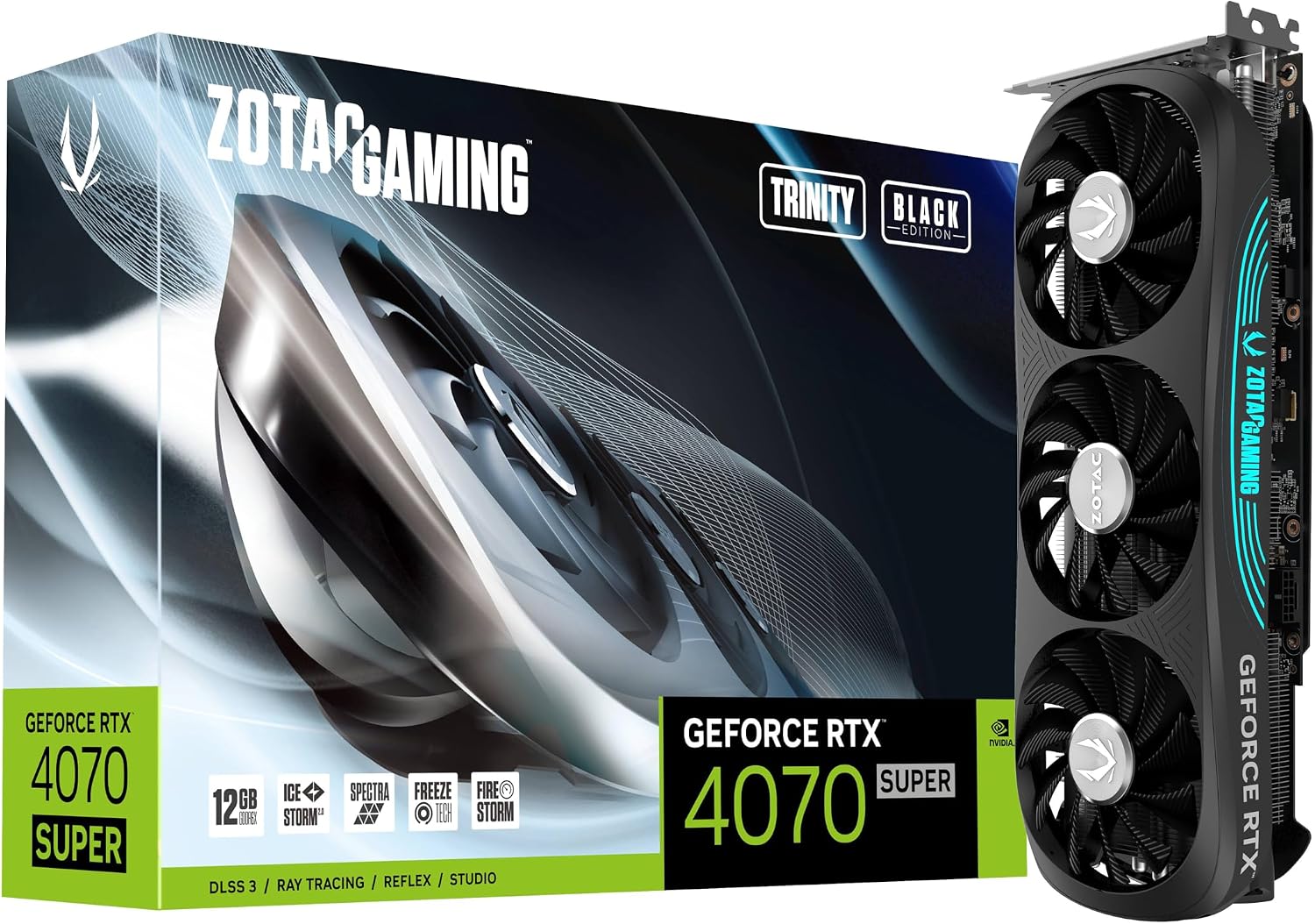 Amazon.com: Zotac GEFORCE RTX 4070 SUPER Trinity Black Edition 12GB, ZT ...