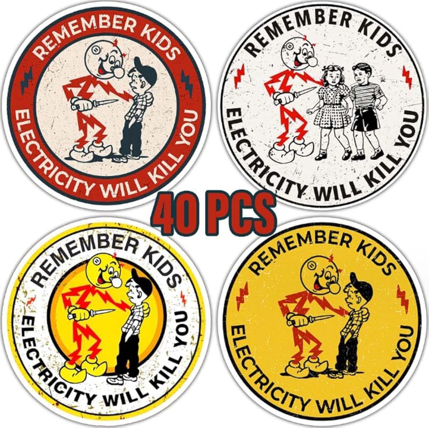 Amazon.com: Reddy Kilowatt Electricity Warning Stickers - 3 Packs ...