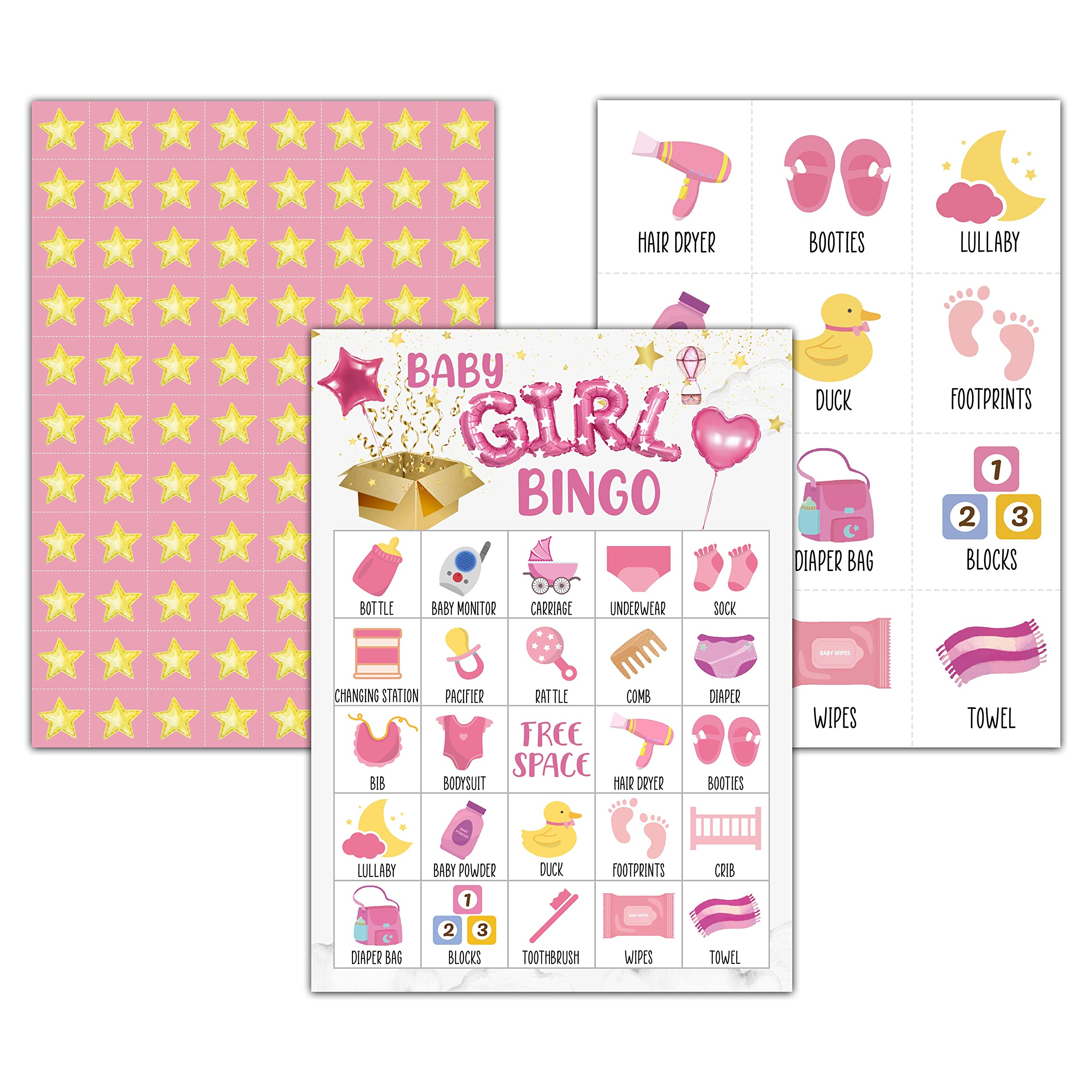 MVXAD Girl Bingo Game, Pink Balloons Themed Gender Neutral Bingo Cards ...