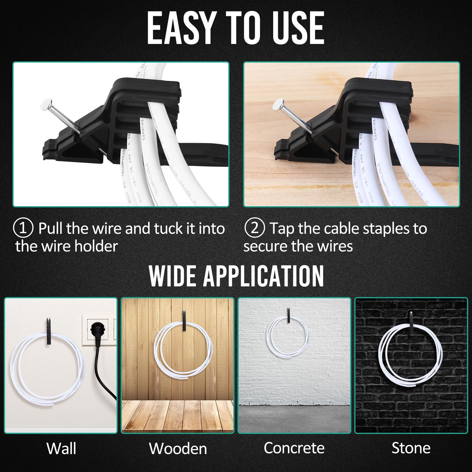 Snapklik.com : Leriton 50 Pcs Cable Stackers Electrical Cable Stapler ...