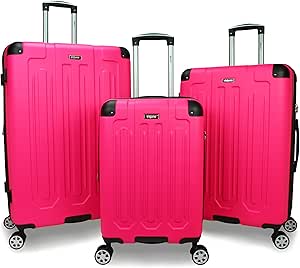 Amazon.com | Dejuno Tutin Hardside Spinner Luggage TSA Lock, Pink, 3-Piece Set | Luggage Sets