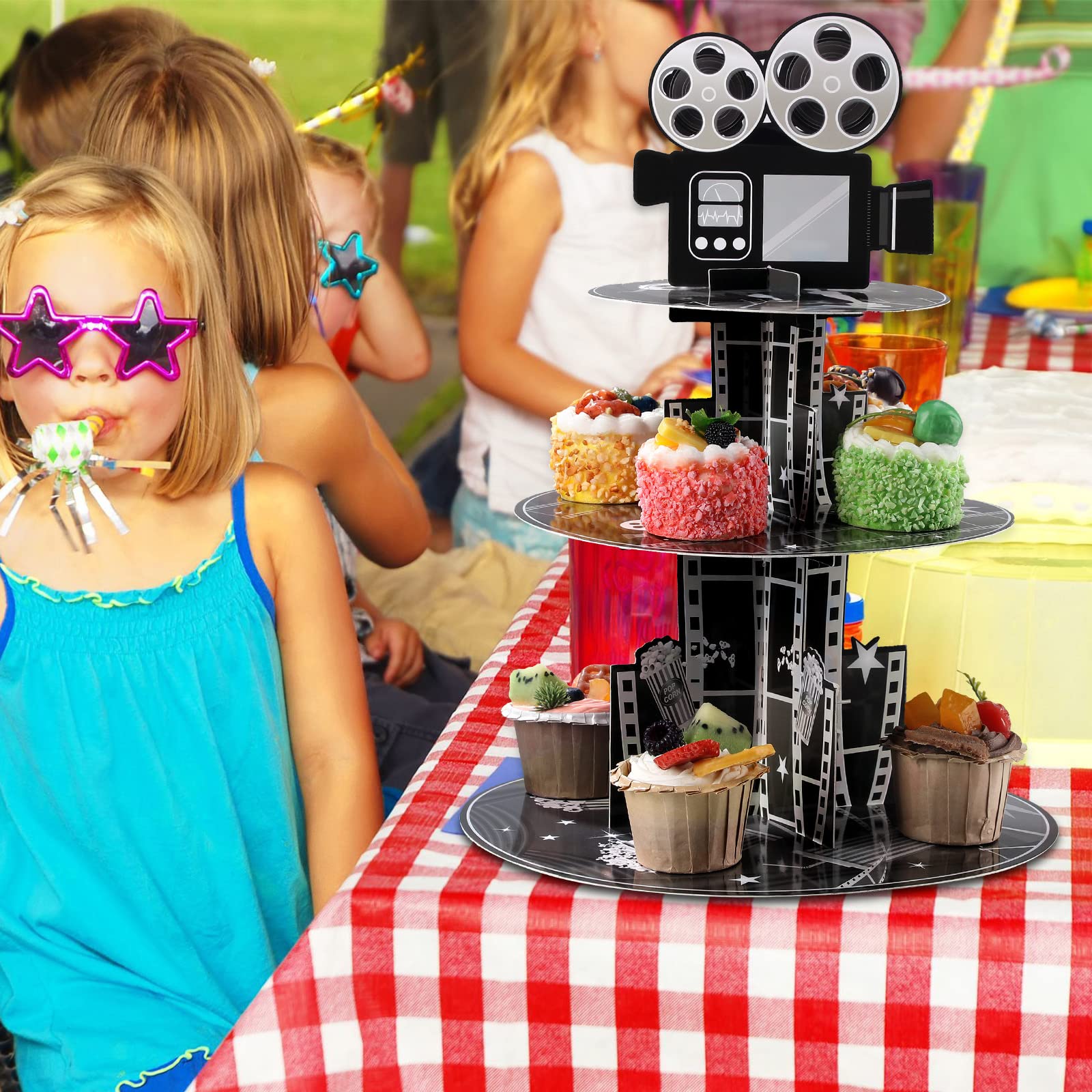 Snapklik.com : 3 Tiers Movie Night Cupcake Stand Movie Cardboard ...