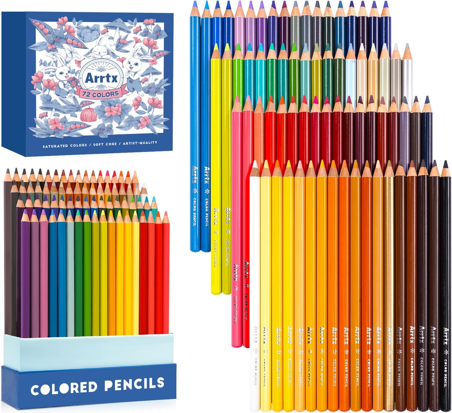 Amazon.com : Arrtx 72 Colored Pencils Set, Premium Soft Core with ...