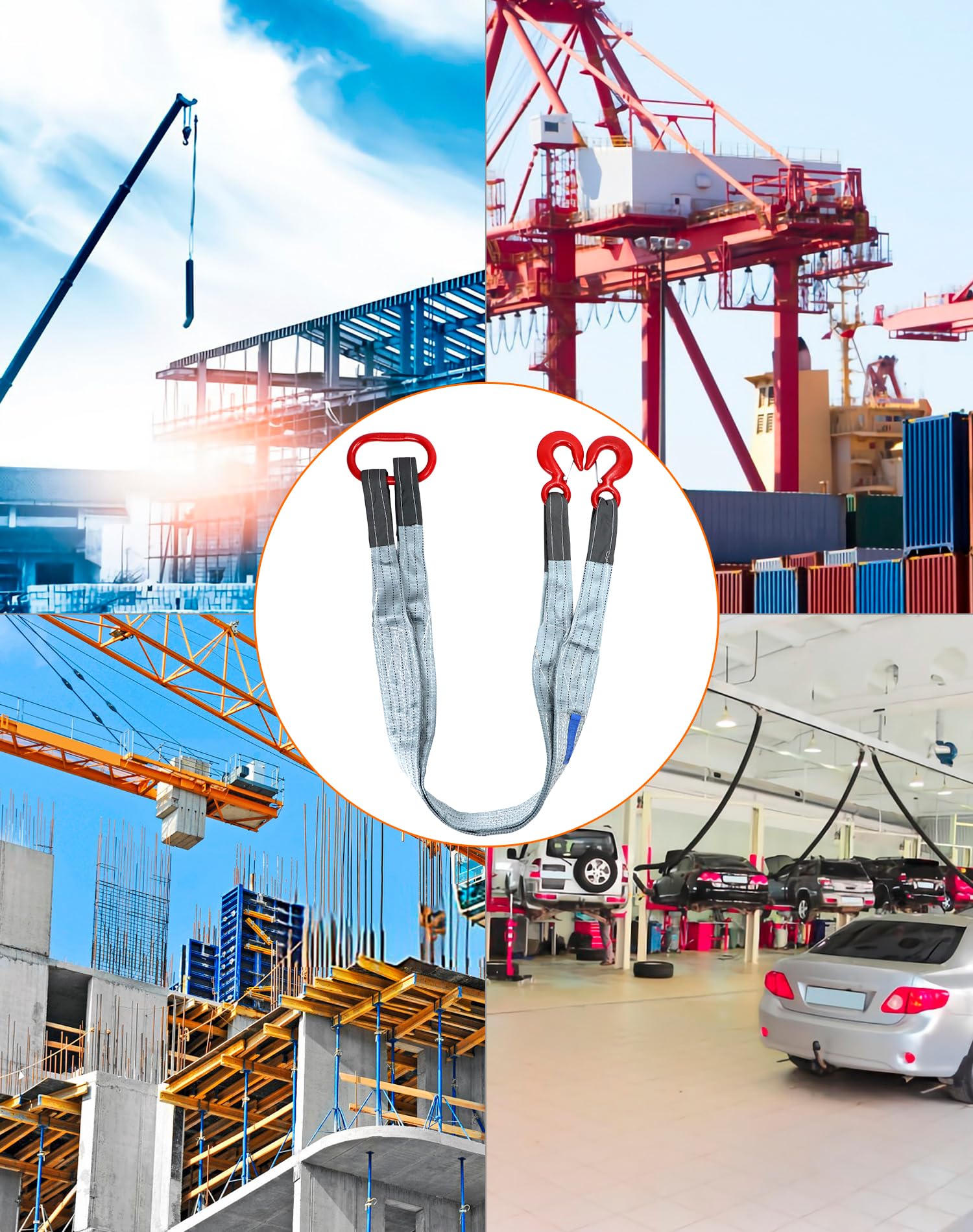 Snapklik.com : Two Leg Bridle Web Sling, 656Ft 17636 Lbs Capacity Steel ...