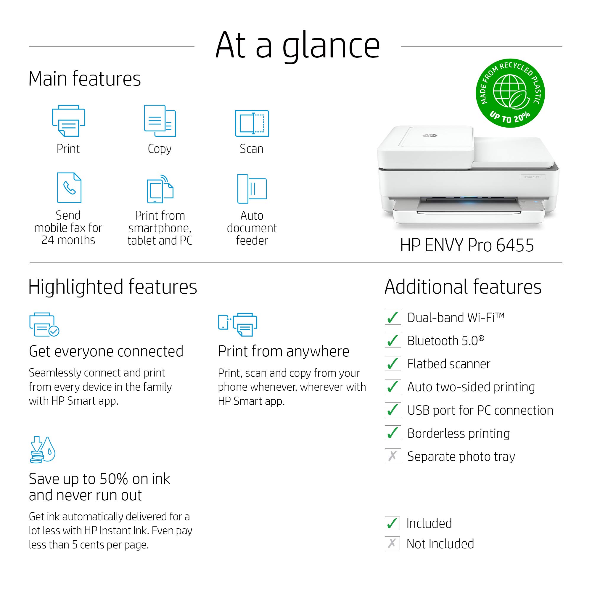 HP ENVY Pro 6455 Wireless All-in-One Printer, Mobile P...B083ZZMLQS ...
