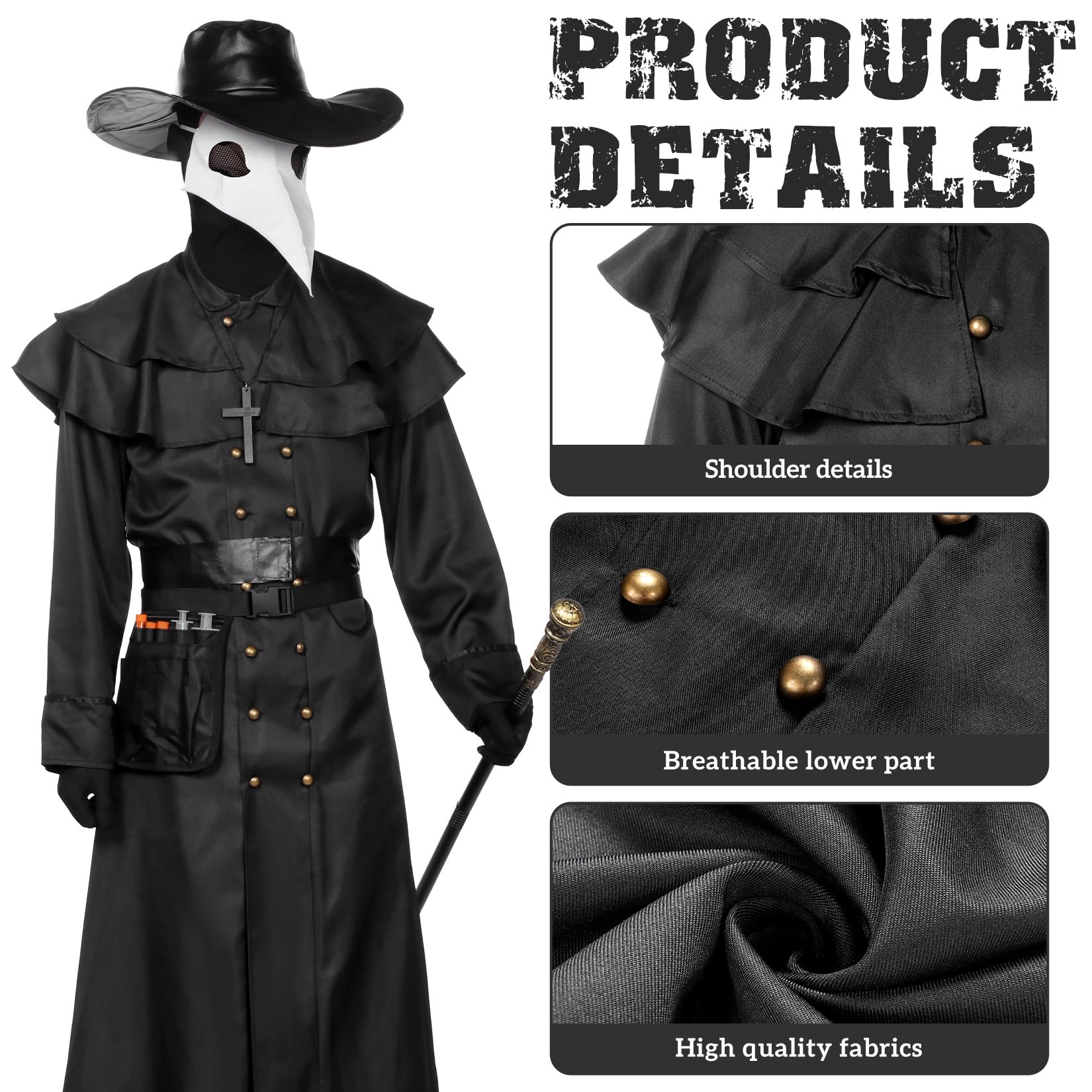 Angenster Plague Doctor Costume, Halloween Costume Plague Doctor Outfit ...