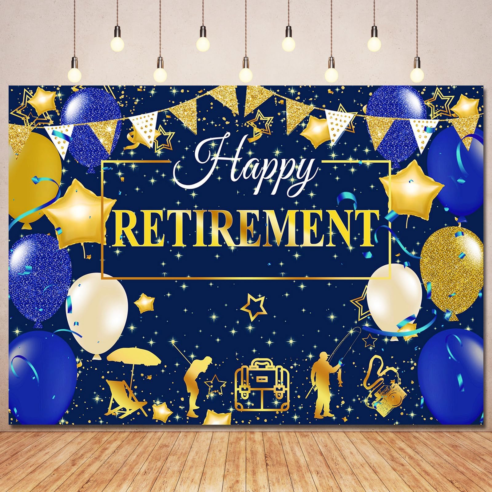 Amazon.com : Mocsicka Retirement Party Decorations Blue and Gold Happy ...