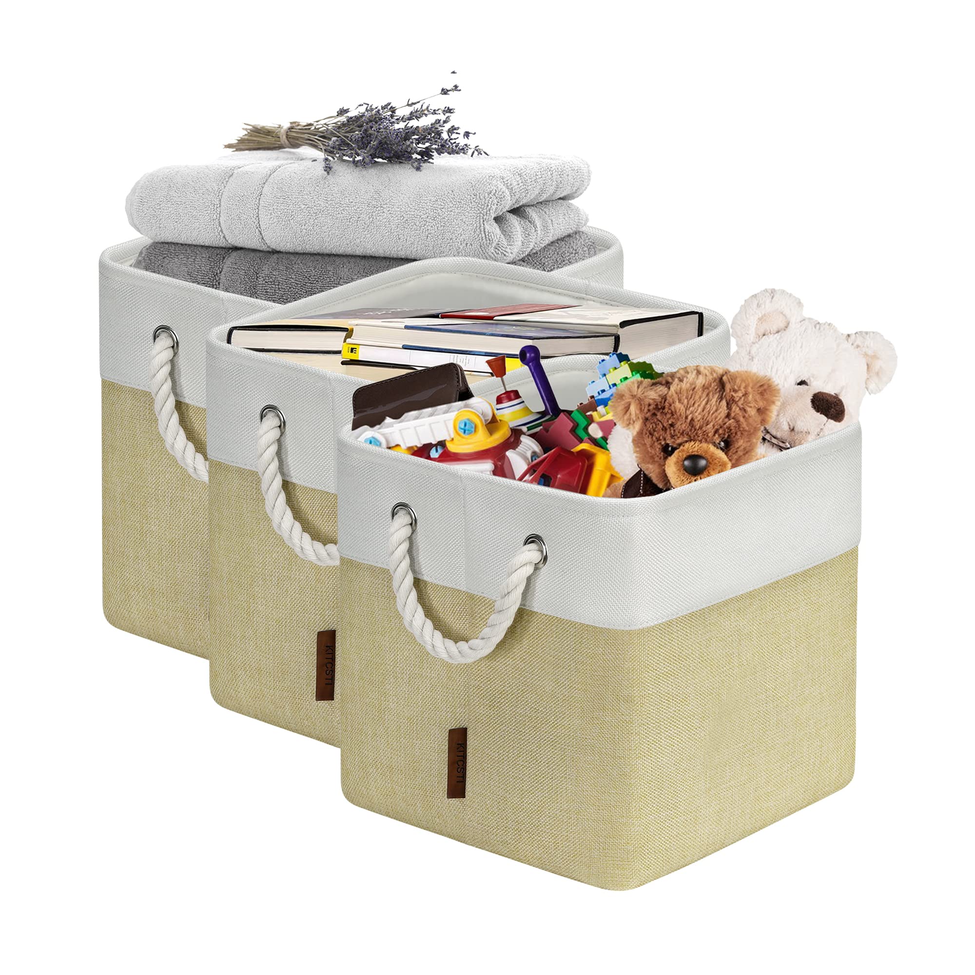 KITCSTI Basket, Rectangular Storage Baskets for Organizing, Fabric ...