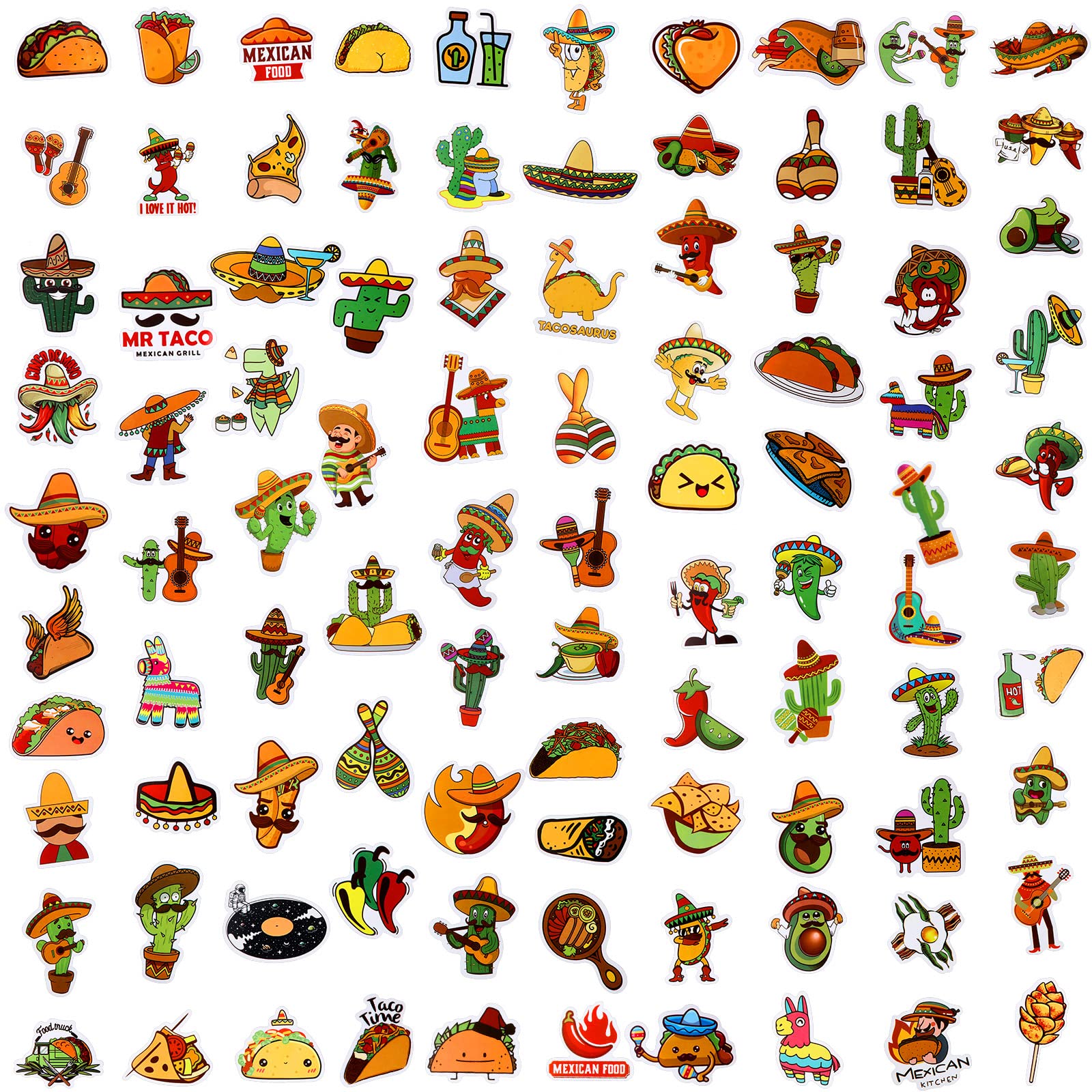 Snapklik.com : 100 Pieces Mexican Food Stickers Taco Stickers Cute ...