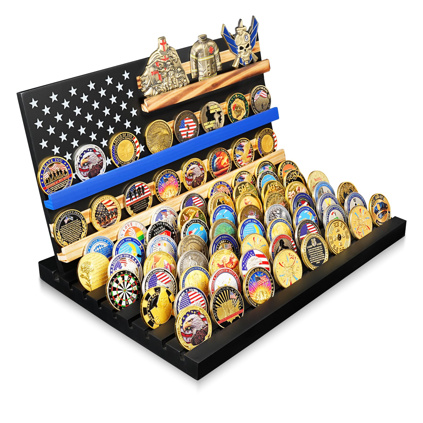 Amazon.com: YUN RUI 11 Rows Challenge Coin Display, Removable Military ...