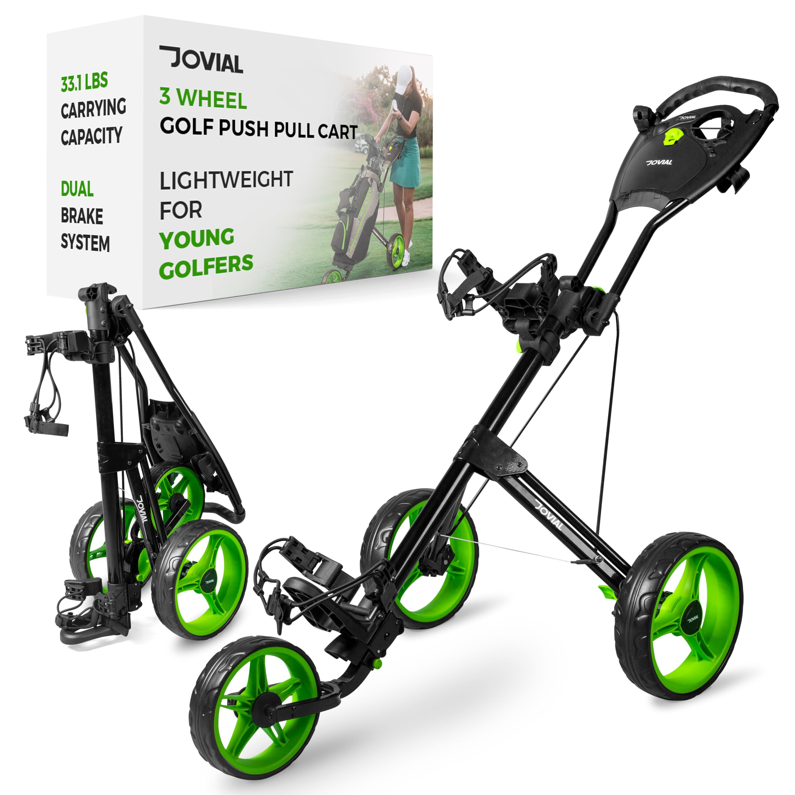 Snapklik.com : JOVIAL Foldable 3 Wheel Junior Golf Push Pull Cart