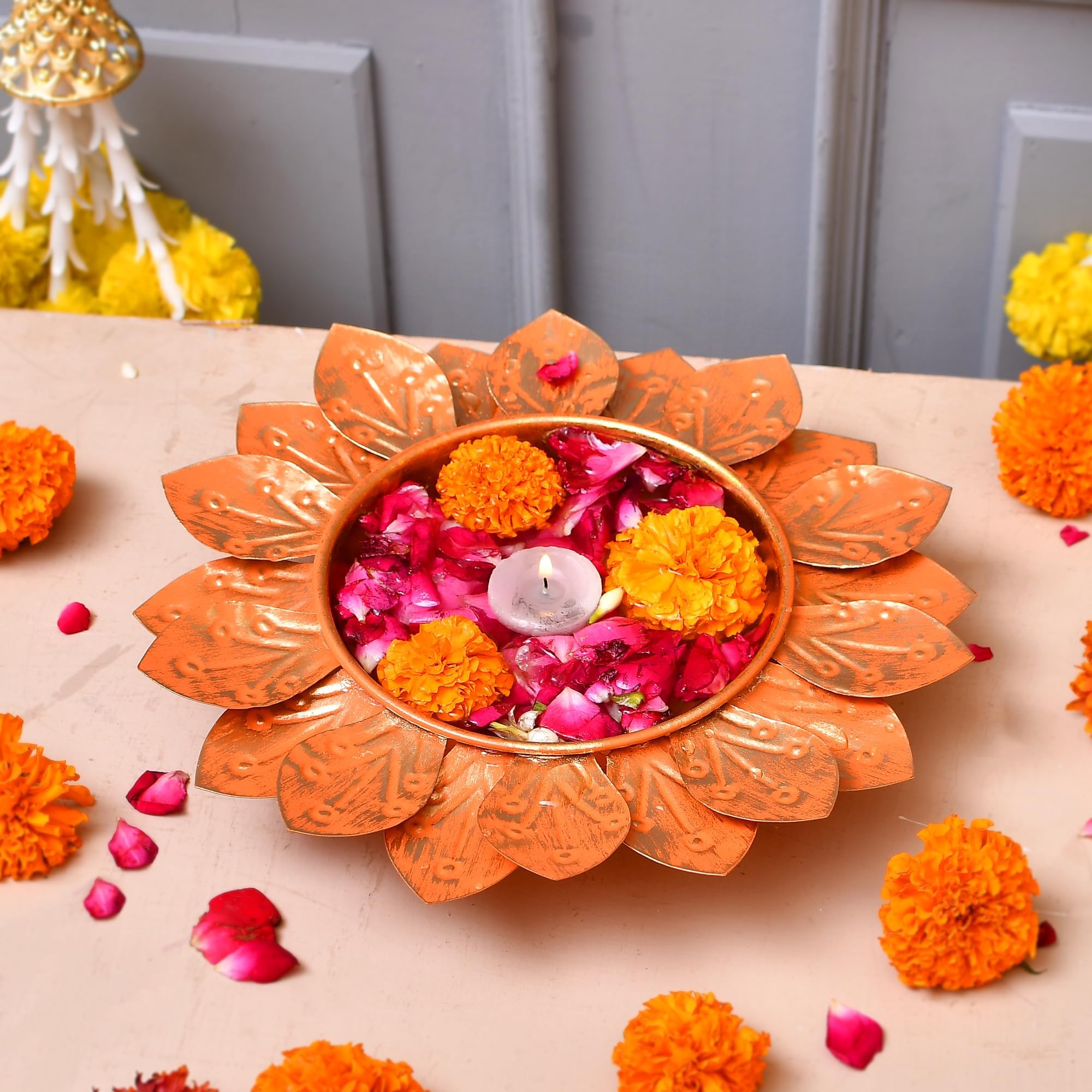 Buy CraftVatika Floral Urli Bowl for Diwali Gift Items for Home ...