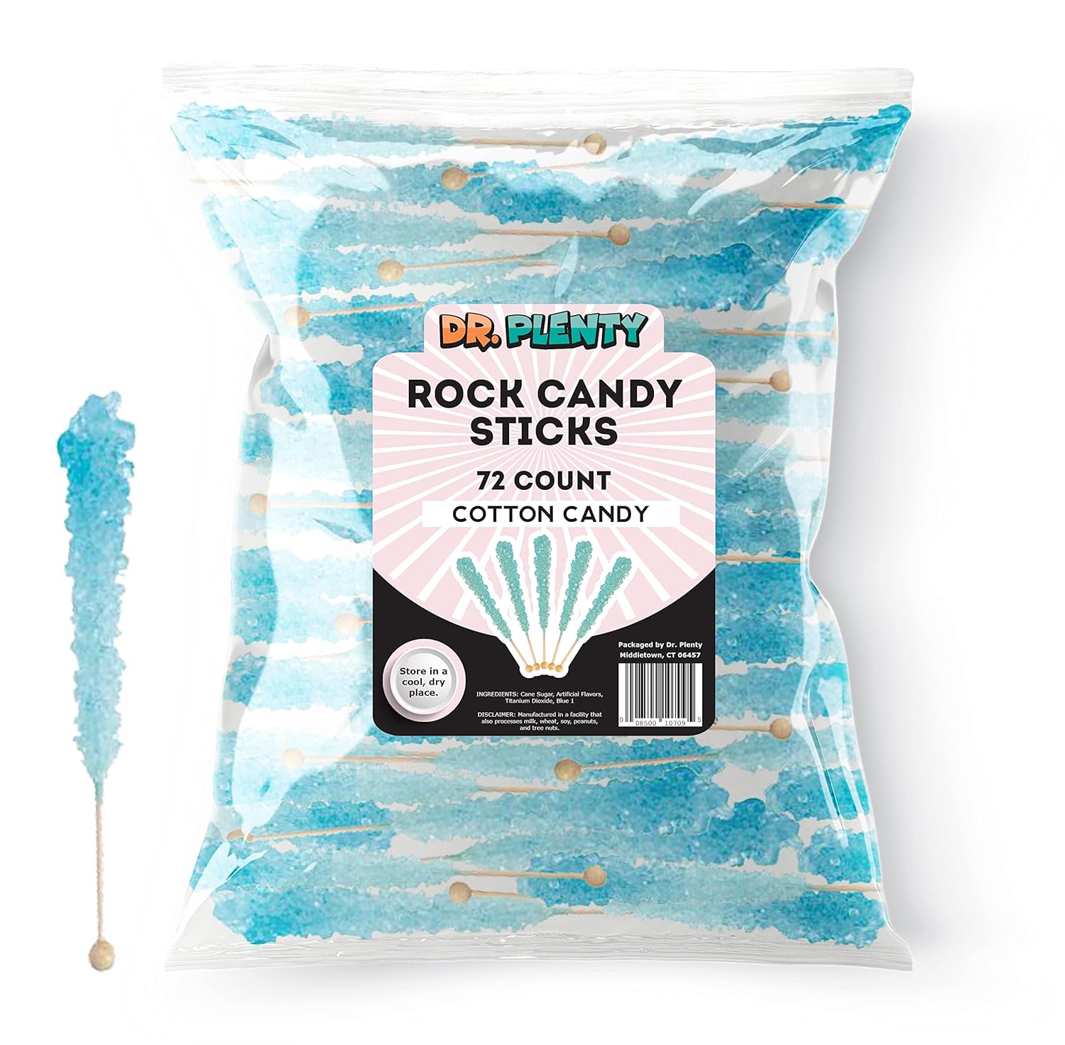 Amazon.com : Light Blue Rock Candy on a Stick (72 Pack) - BULK ...