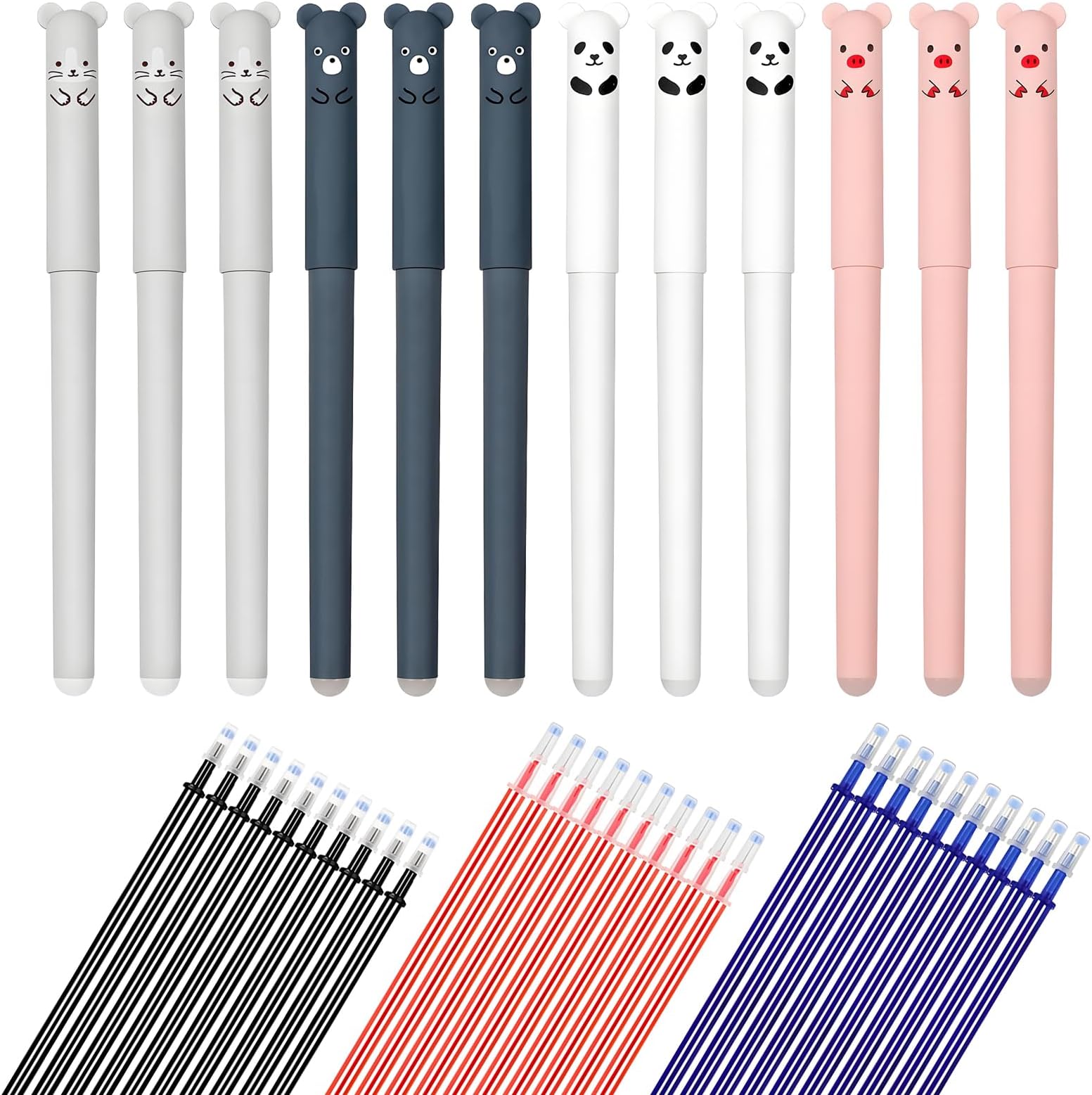 GZGXKJ Erasable Rub Out Pens 8 Pcs 0.35 mm Cute Cartoon Animal Friction ...