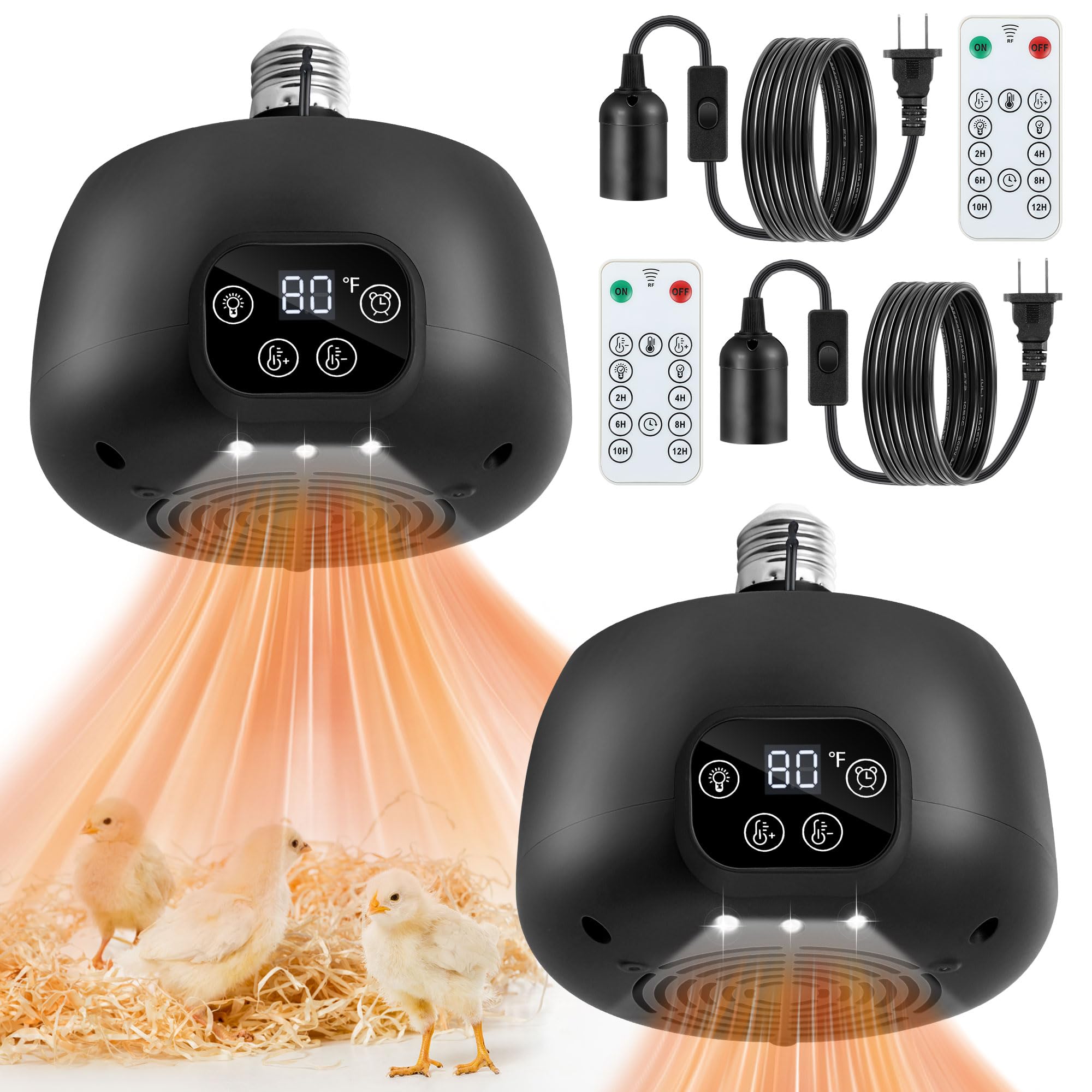 Amazon.com : Gulfmew 2 Pack Chicken Coop Heater with Remote, 200W ...