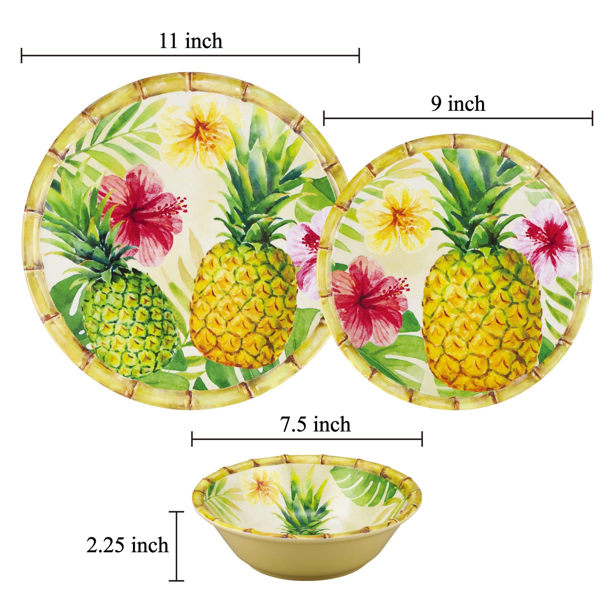 Snapklik.com : UPware 12 Piece Pineapple Melamine Dinnerware Sets
