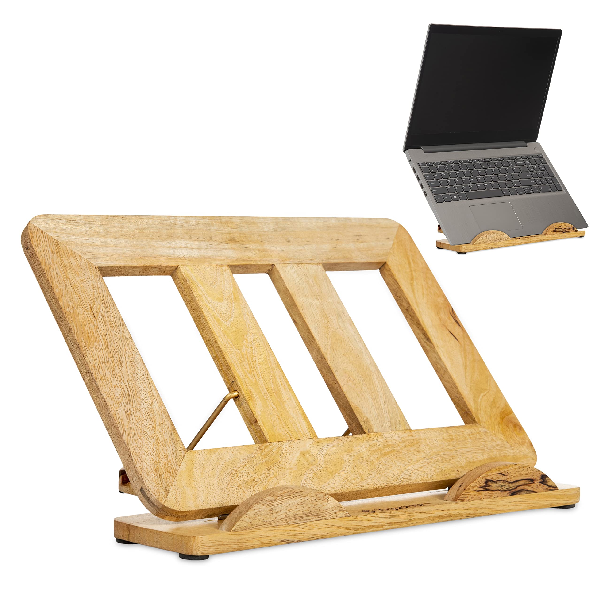 Amazon.com: DnU Avenue Wooden Ergonomic Laptop Stand Tablet Riser ...