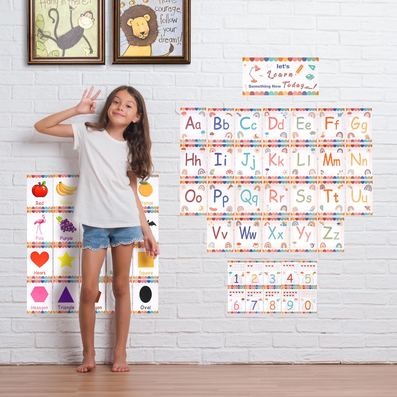 Snapklik.com : 57 PCS Alphabet Number Bulletin Board Set, Boho Rainbow ...