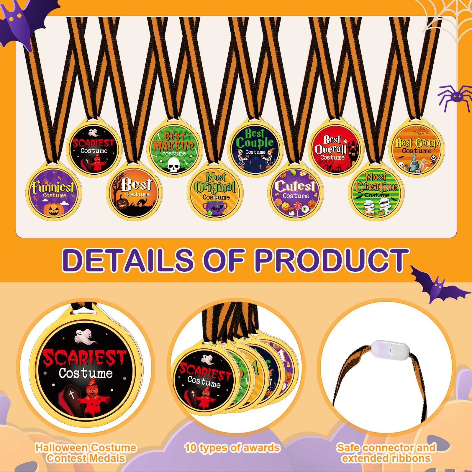 Snapklik.com : 100 Pcs Halloween Medals 10 Styles Costume Contest Award ...