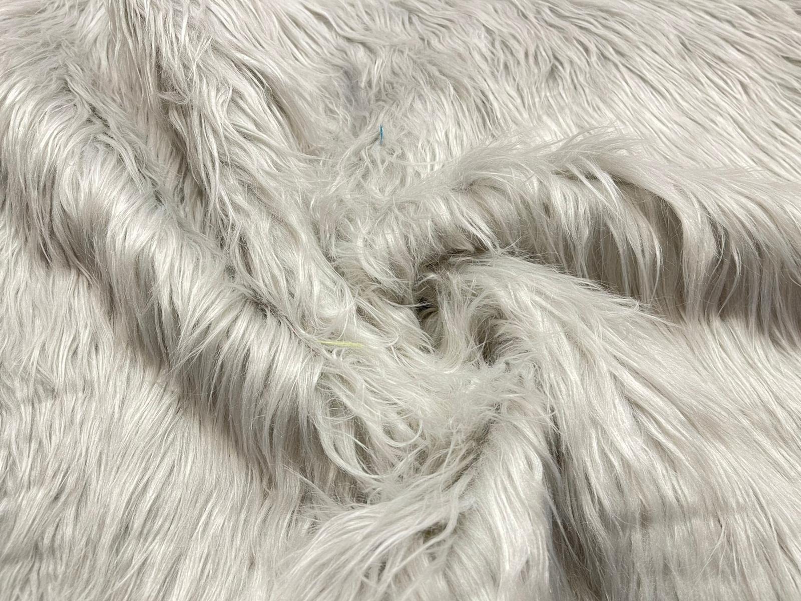 Super Luxury Faux Fur Fabric Material – Extra Long Silver, 1Mtr – 150cm ...