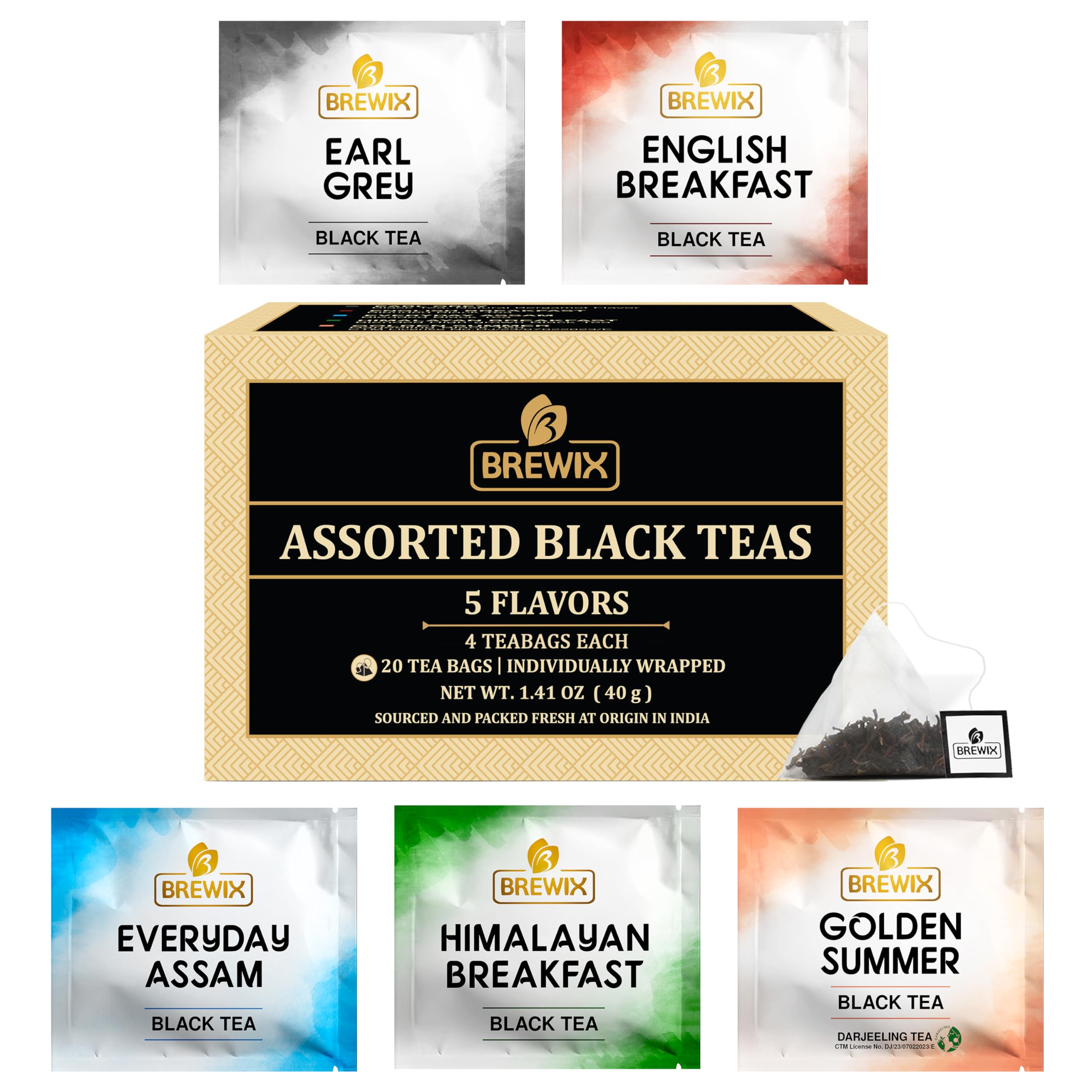 Amazon.com : BREWIX Premium Assorted Black Tea Sampler Gift Box with 5 ...