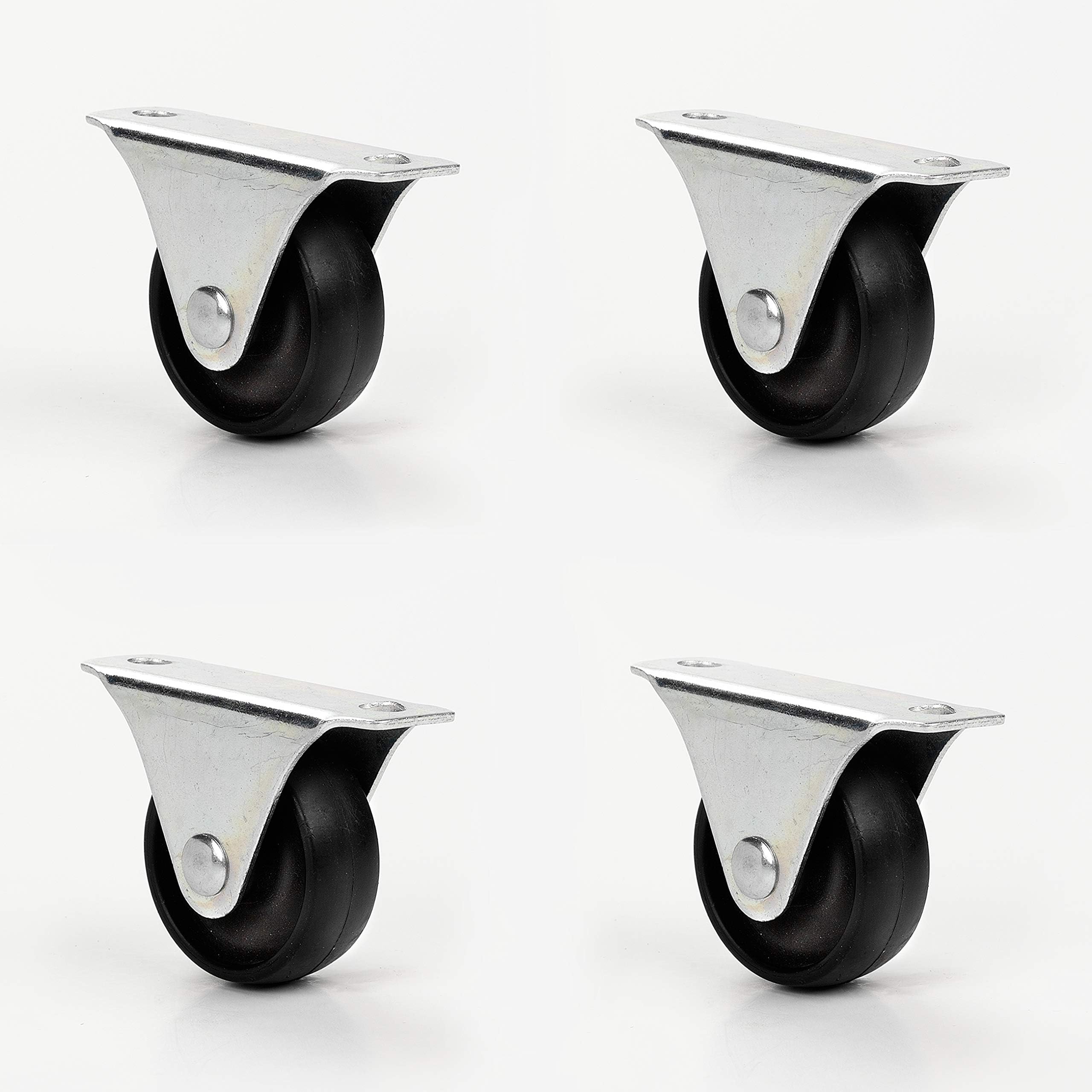 Spares2go Universal Castor Wheels Fixed Plate Fixing 1'' Mini Wheel ...