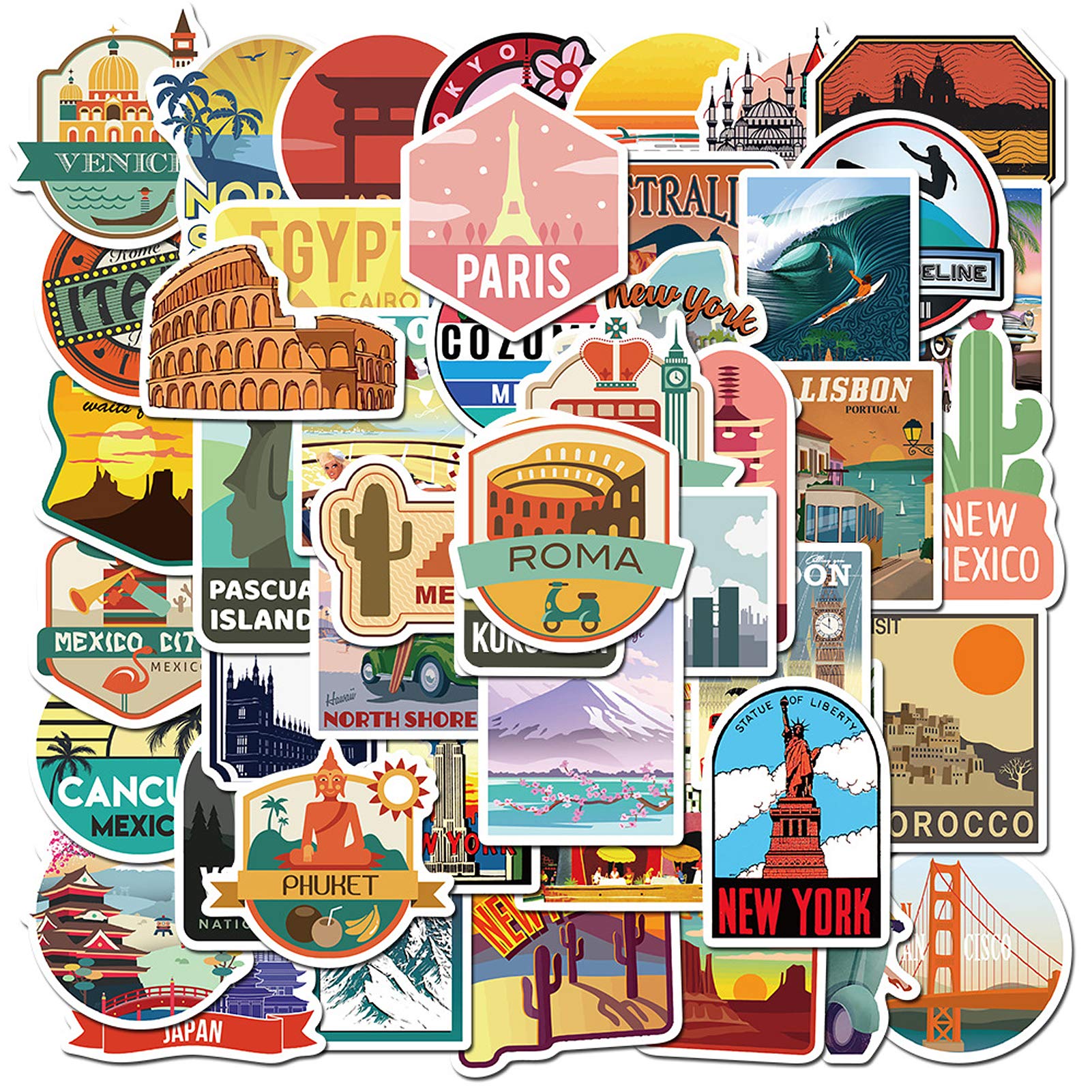 Travel Map Stickers 150pcs World Famous Country Regions Logo Vinyl ...