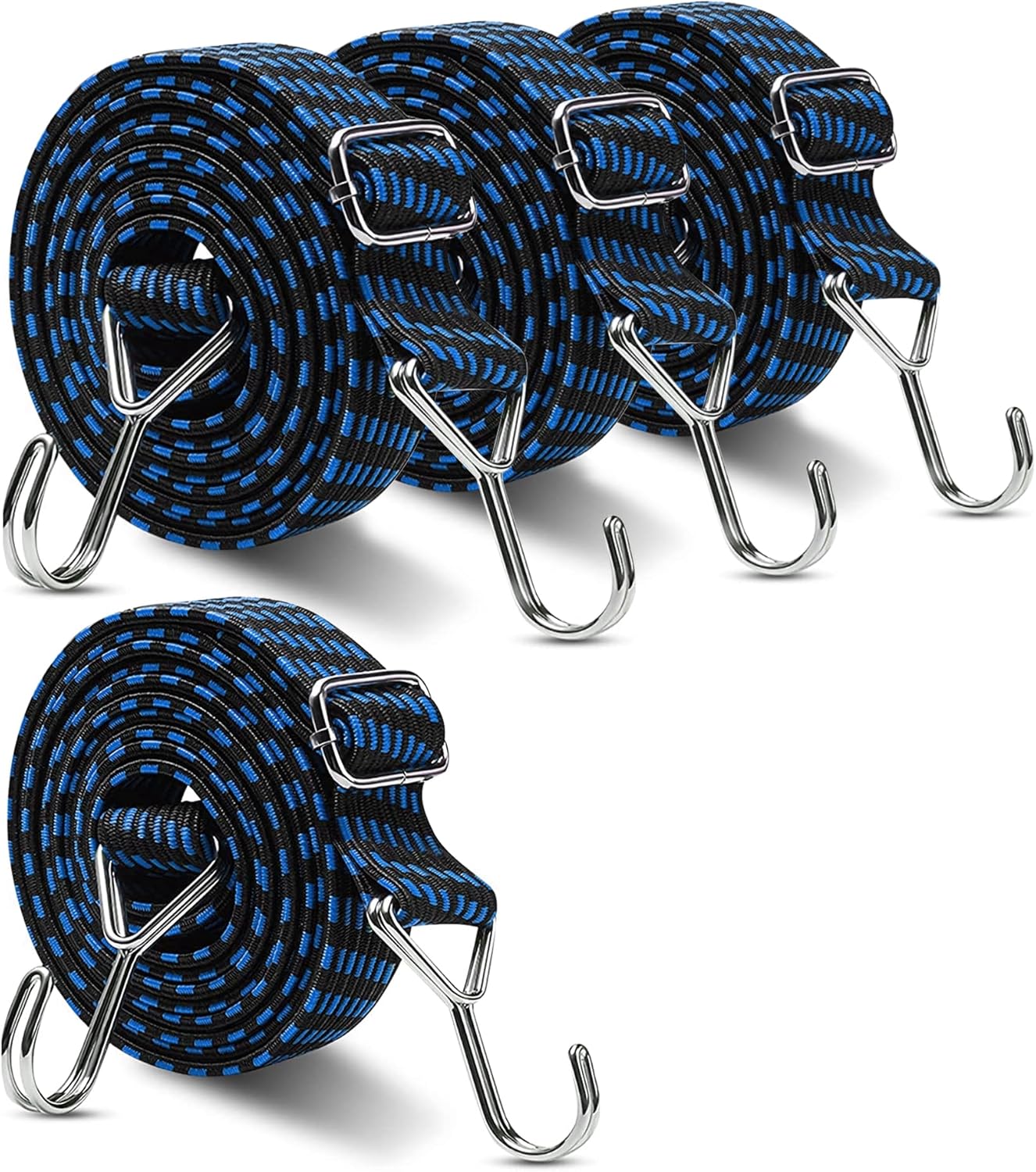 MILLAY 80inch Adjustable Bungee Cords with Hooks, 4 Pack Long Heavy ...