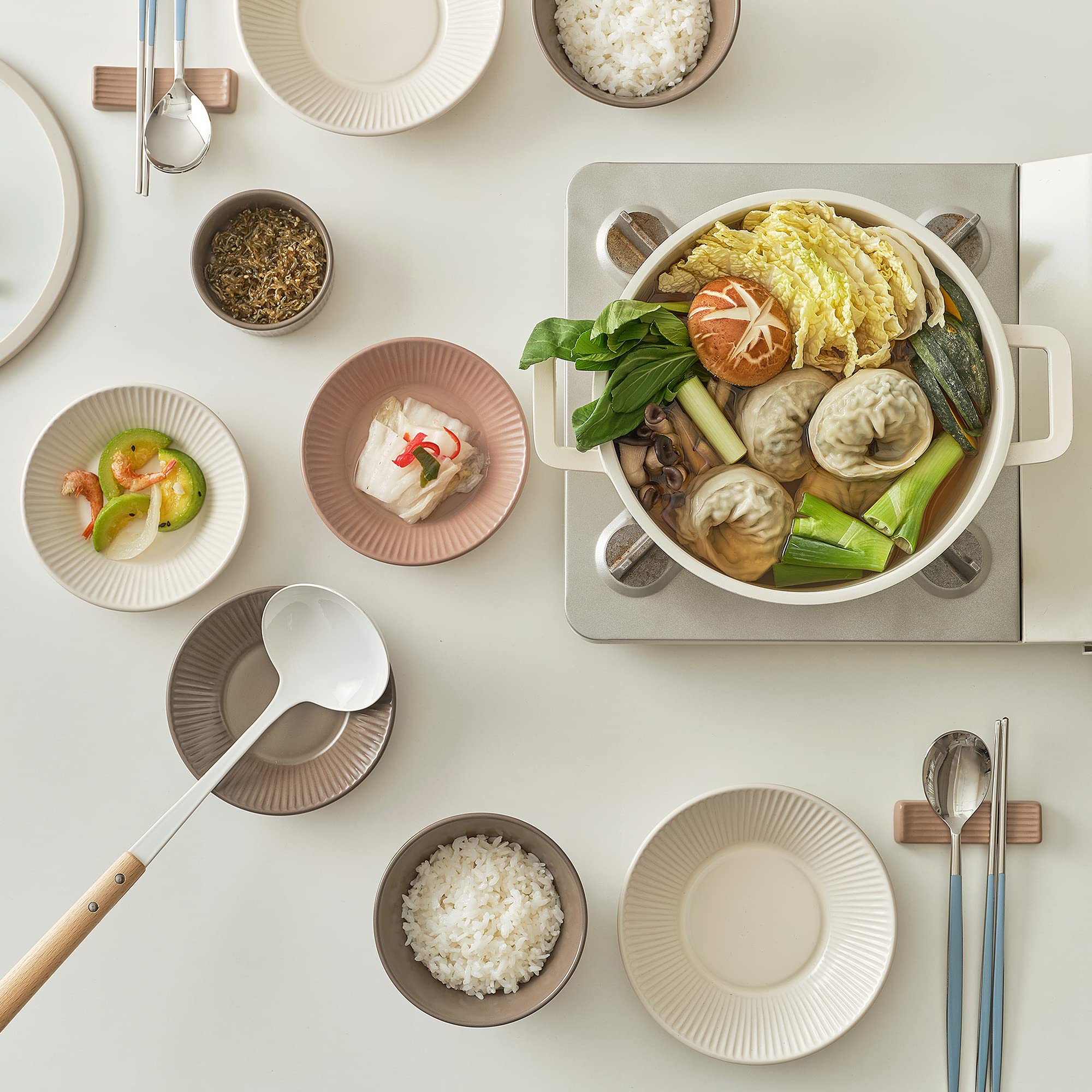 ?LENANSE? Stoneware Asian bundle dinnerware set 27 pcs for 4, Heavy ...