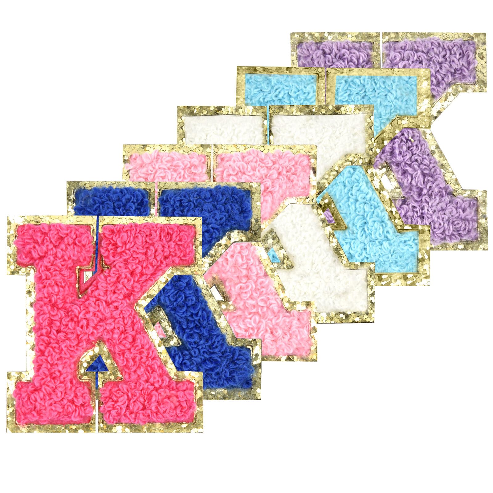 Amazon.com: 6Pcs Self Adhesive Chenille Letter Patches Iron on Varsity ...