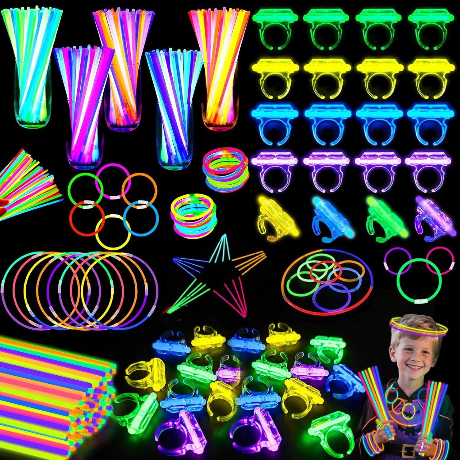 Amazon.com: 300 Pack Ultra Bright Glow Sticks Bulk Party Pack includes ...